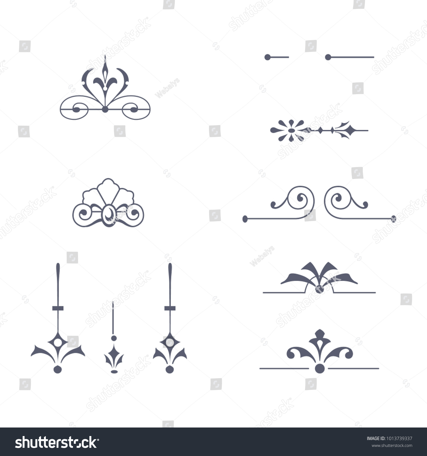 Flourishes Victorian Ornamentsvector Set Stock Vector (Royalty Free ...