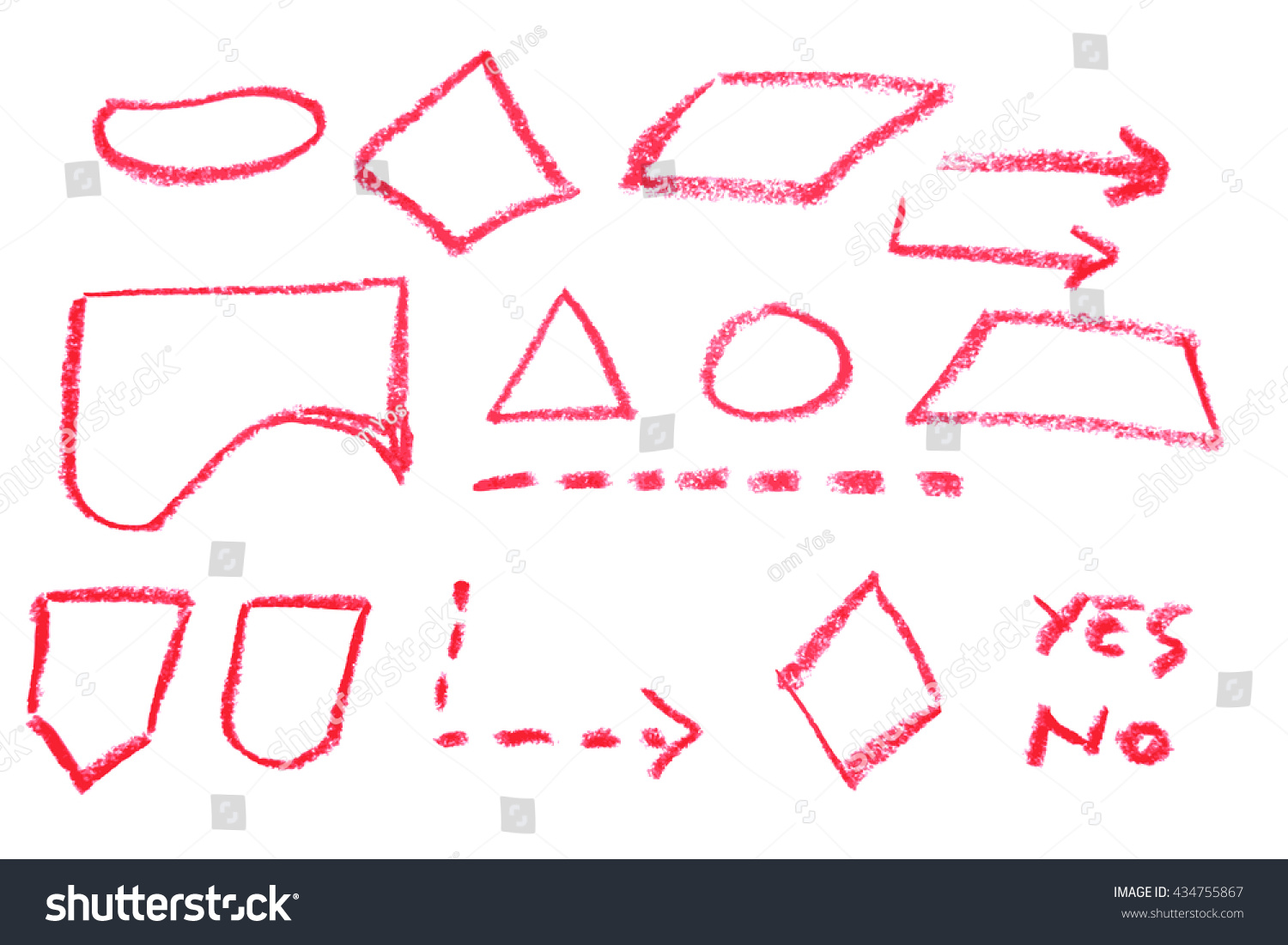 Flow Chart Symbol Red Crayon Stock Vector (Royalty Free) 434755867 ...