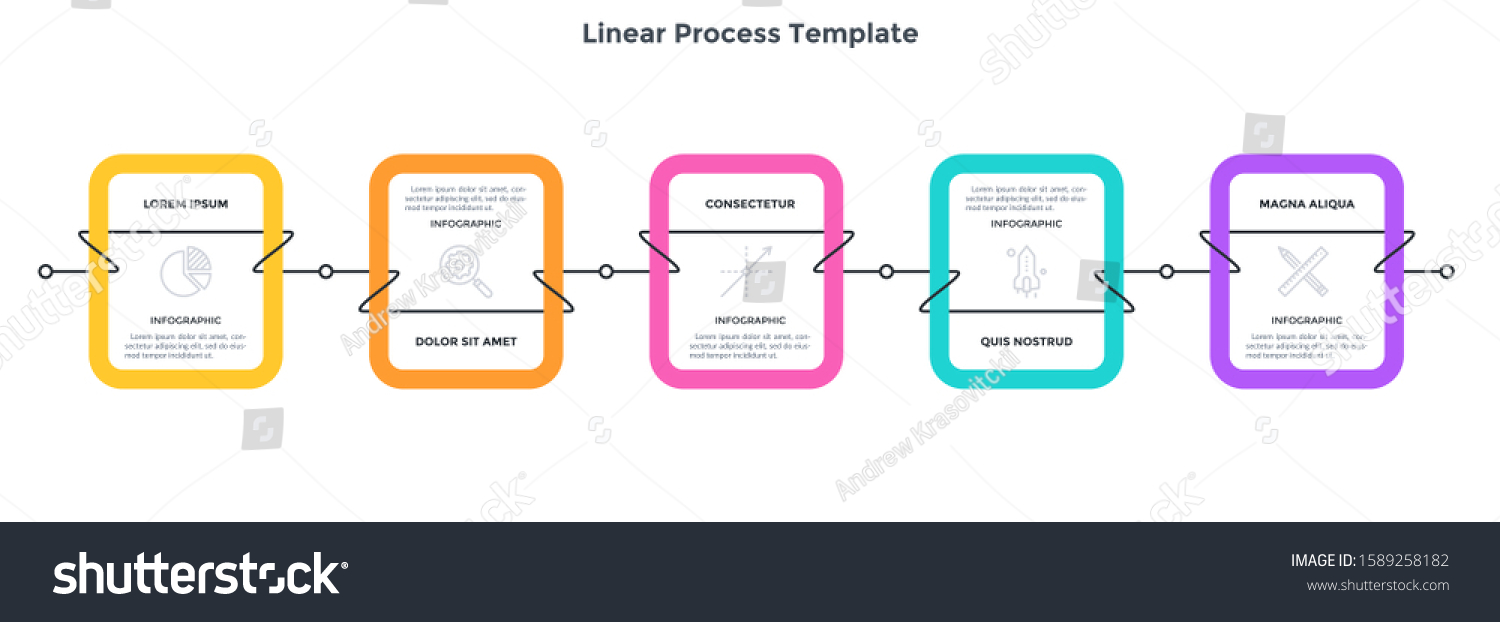 Flow Chart 5 Rectangular Elements Connected Stock Vector (Royalty Free ...