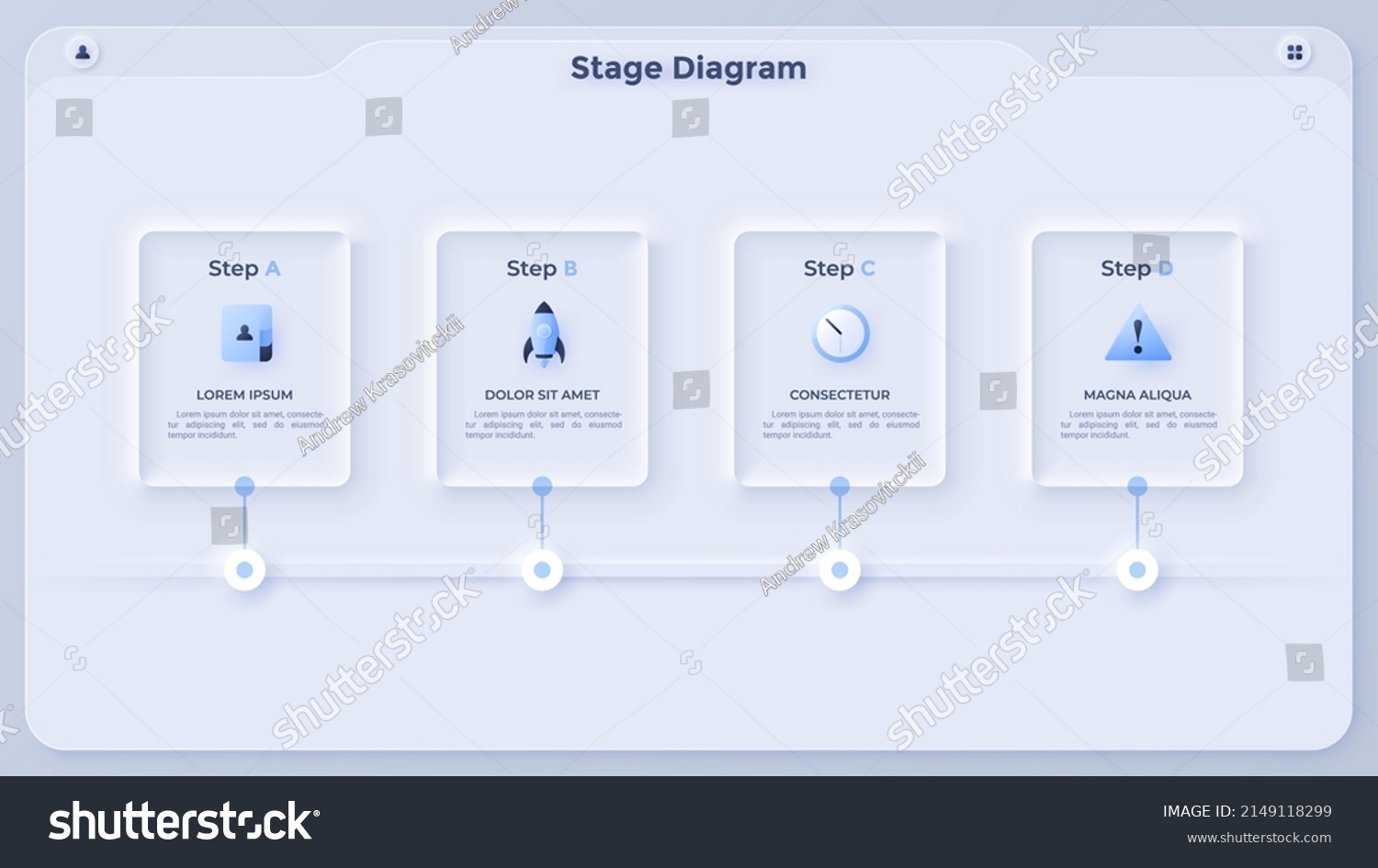 Flow Diagram Four Paper White Rectangular Stock Vector (Royalty Free ...
