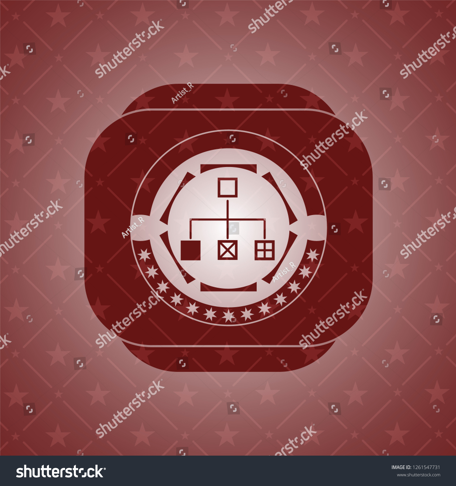 Flowchart Icon Inside Retro Style Red Stock Vector (Royalty Free ...