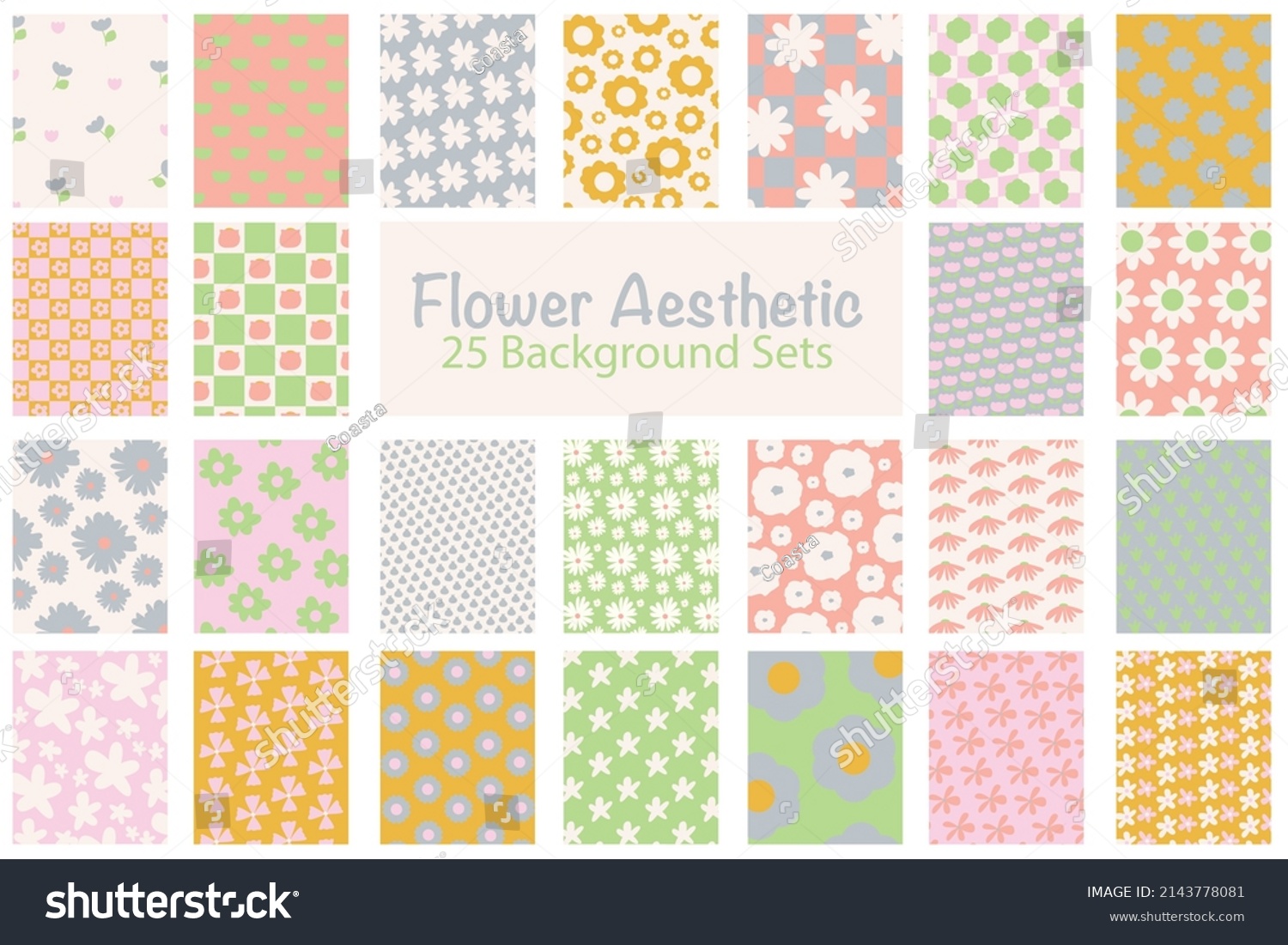 Flower Aesthetic Background Pattern Set Stock Vector (Royalty Free ...