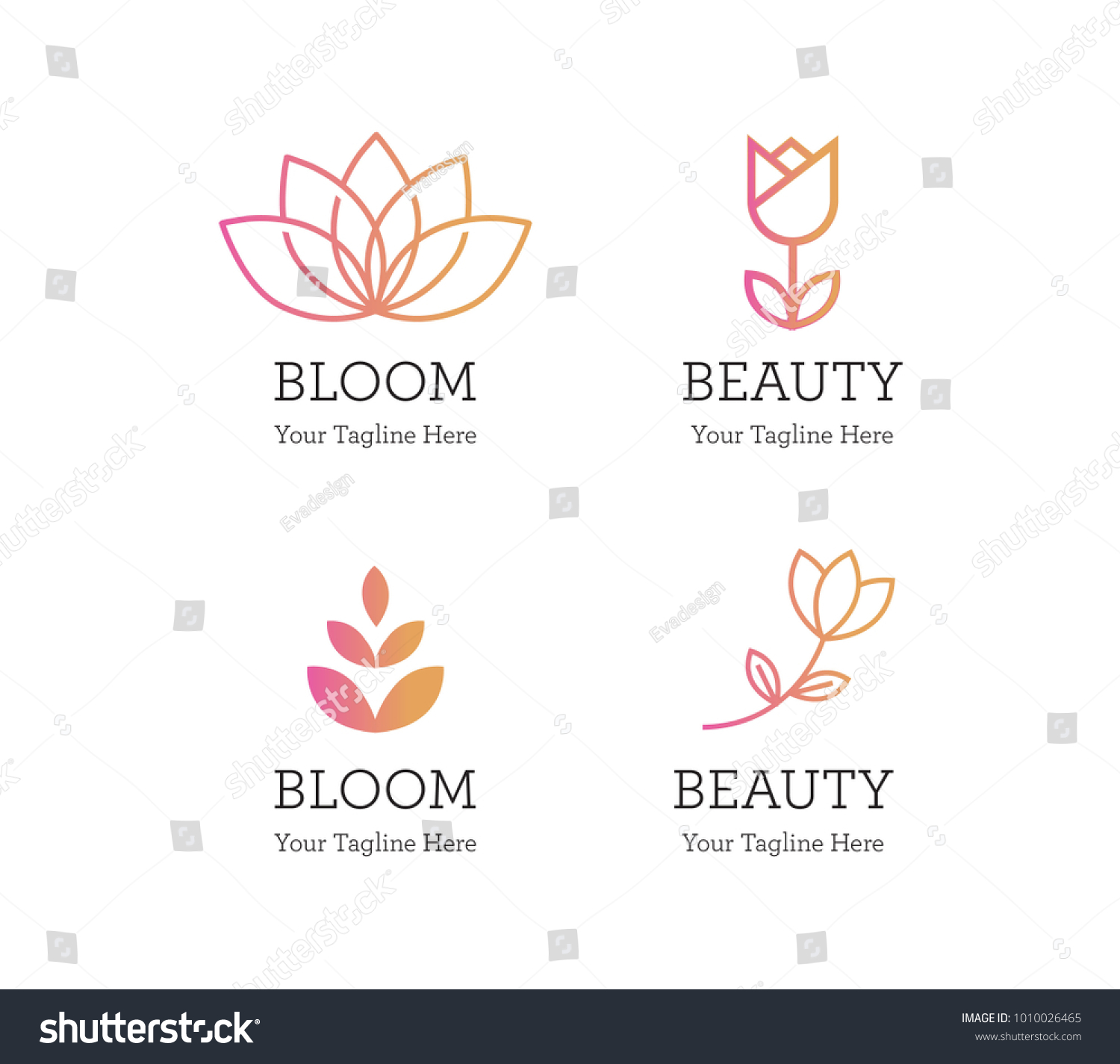 Vektor Stok Flower Bloom Vector Logos Icon Collection (Tanpa Royalti ...