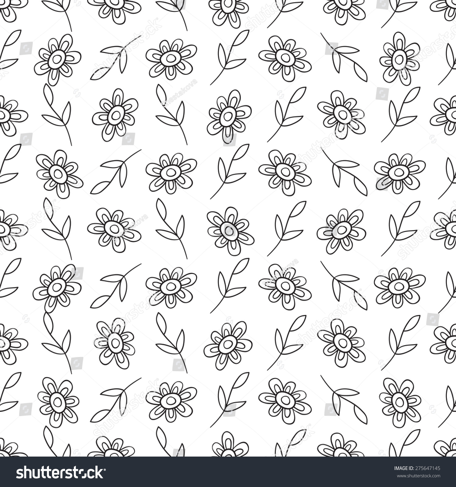 Flower Leaves Vector Seamless Pattern Stock Vector (Royalty Free) 275647145