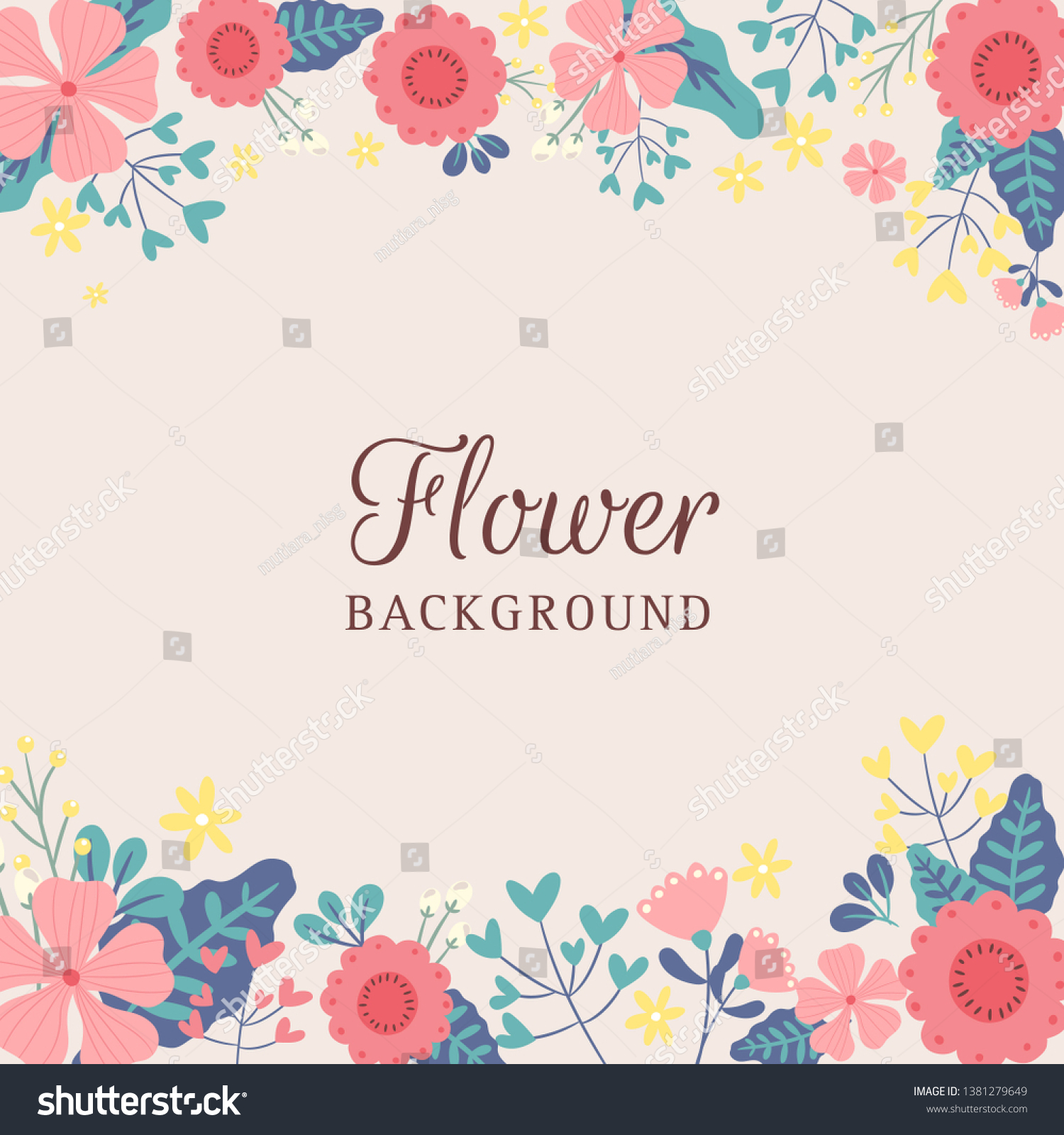 Flower Background Flower Border Stock Vector (Royalty Free) 1381279649