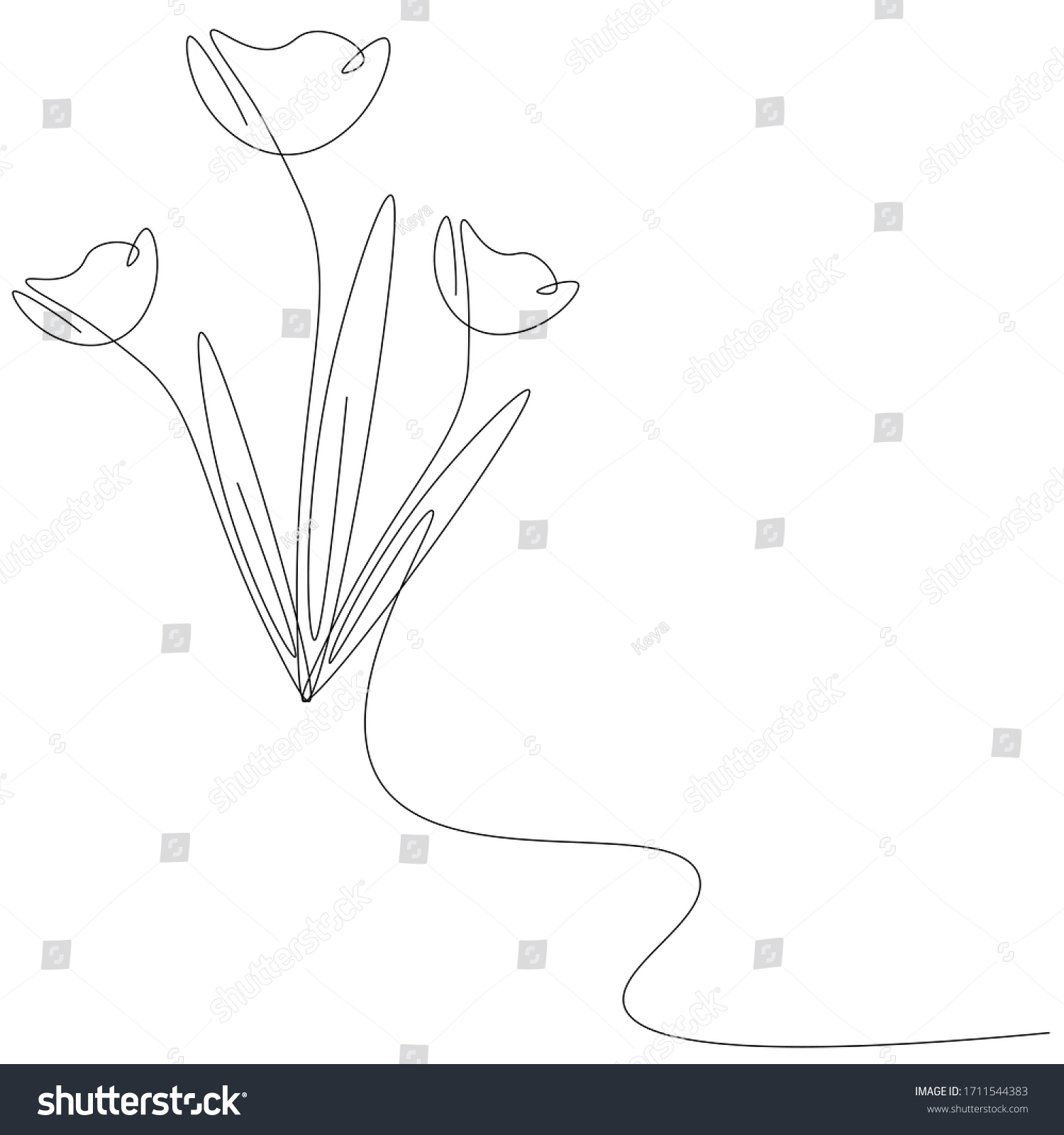 Flower Background Line Drawing Vector Illustration Stock Vector ...