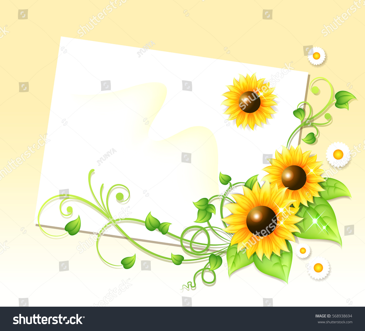 Flower Background_sunflower Notes Stock Vector (Royalty Free) 568938694 ...