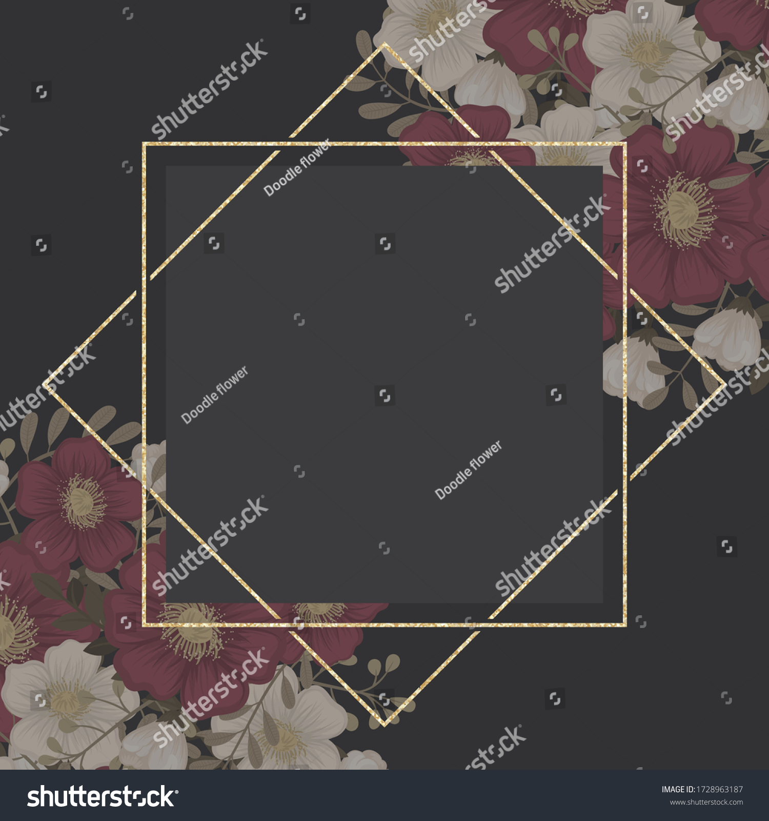 Flower Border Drawing Red Frame Stock Vector (Royalty Free) 1728963187 ...
