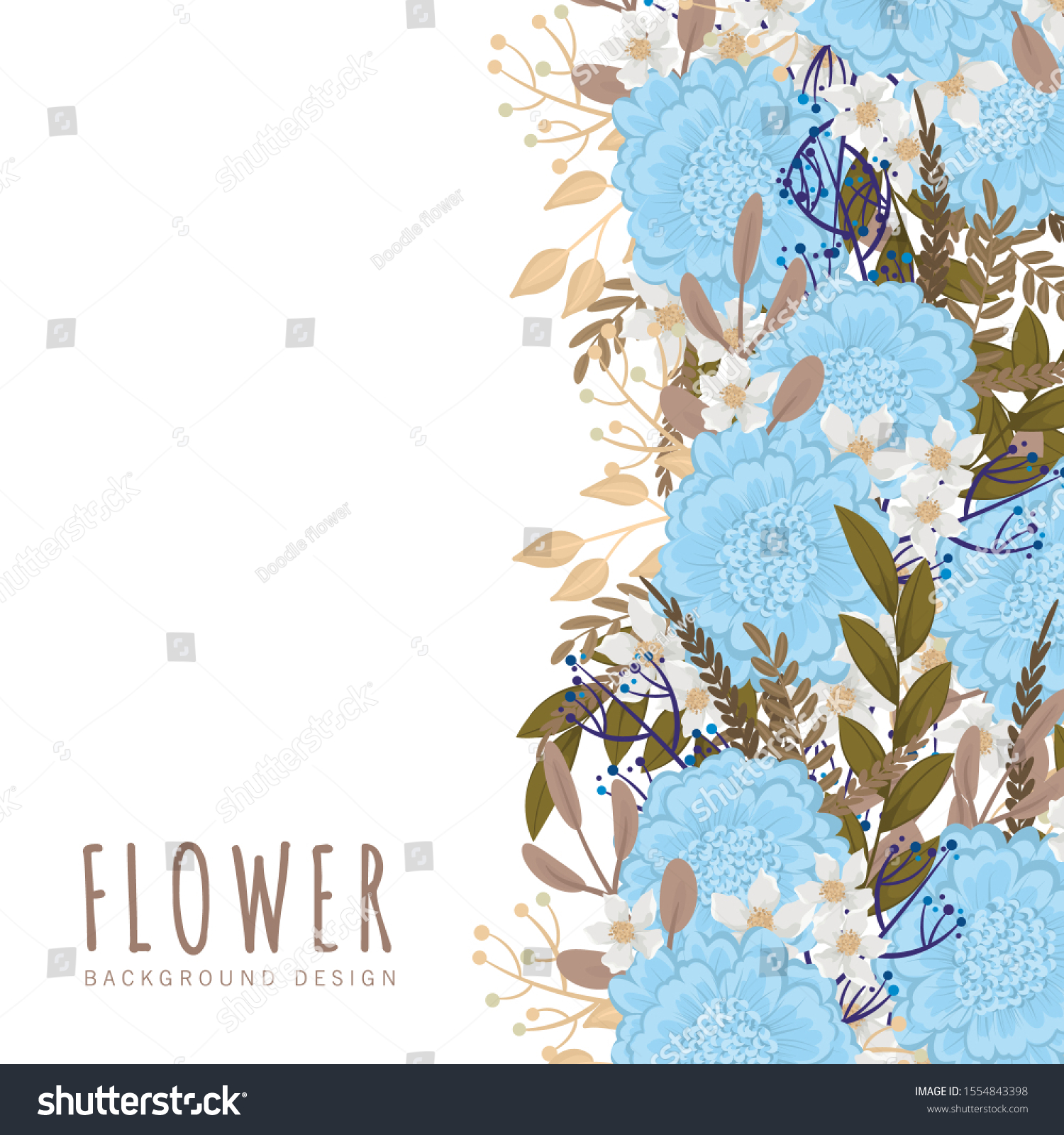Flower Border Template Light Blue Flowers: เวกเตอร์สต็อก (ปลอดค่า ...