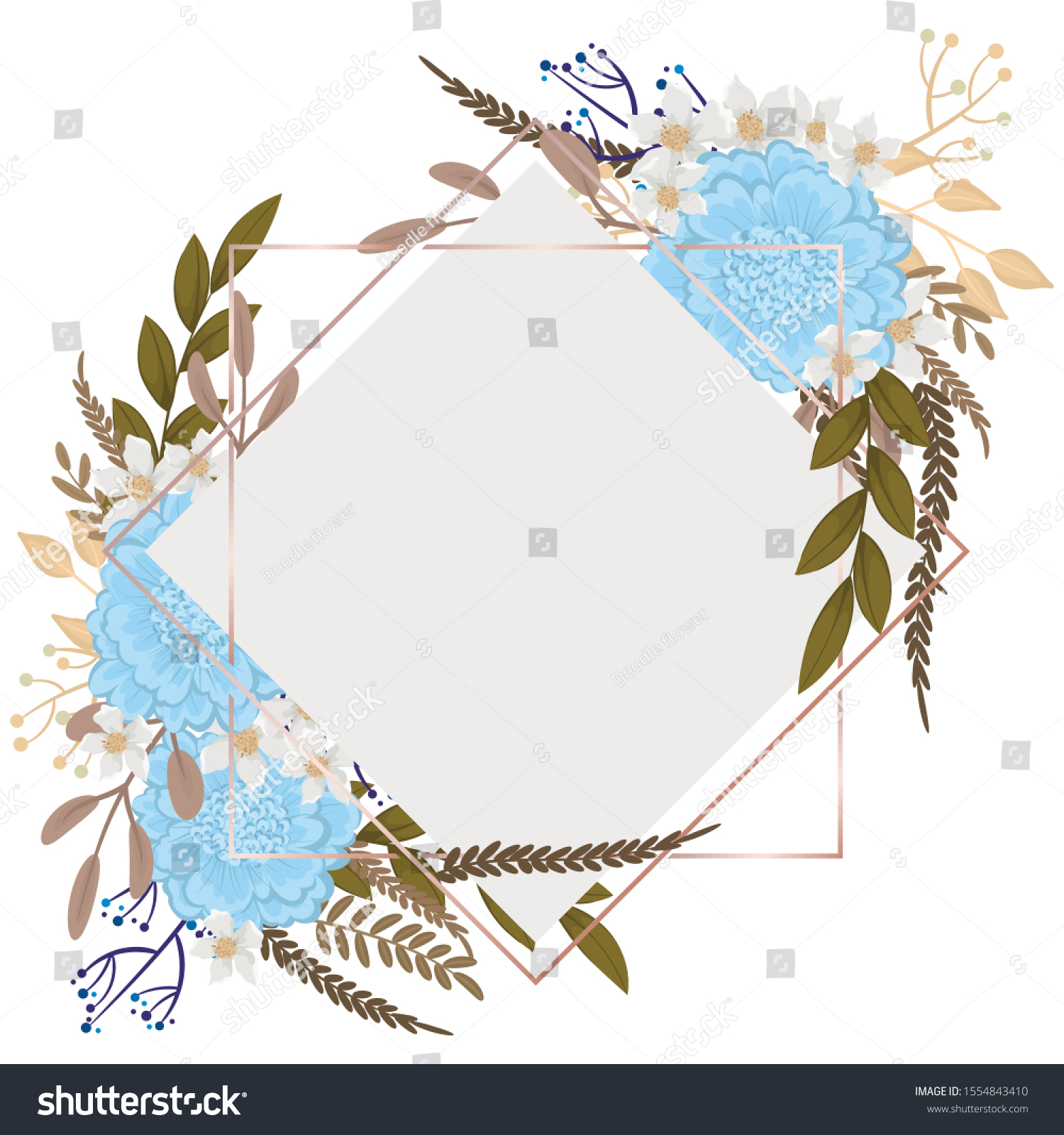 Flower Border Template Light Blue Flowers: เวกเตอร์สต็อก (ปลอดค่า ...