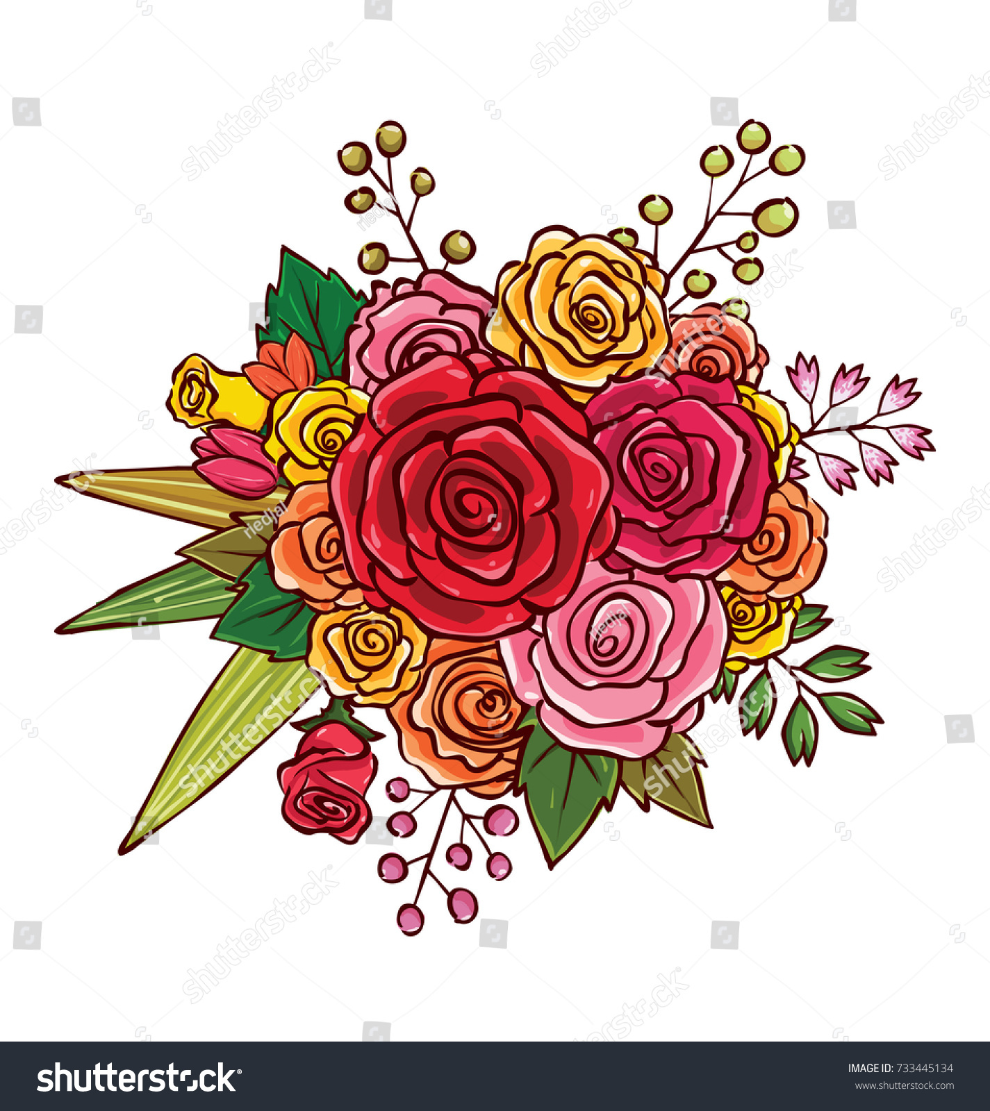 Flower Bouquet Vector Illustration Stock Vector (Royalty Free ...
