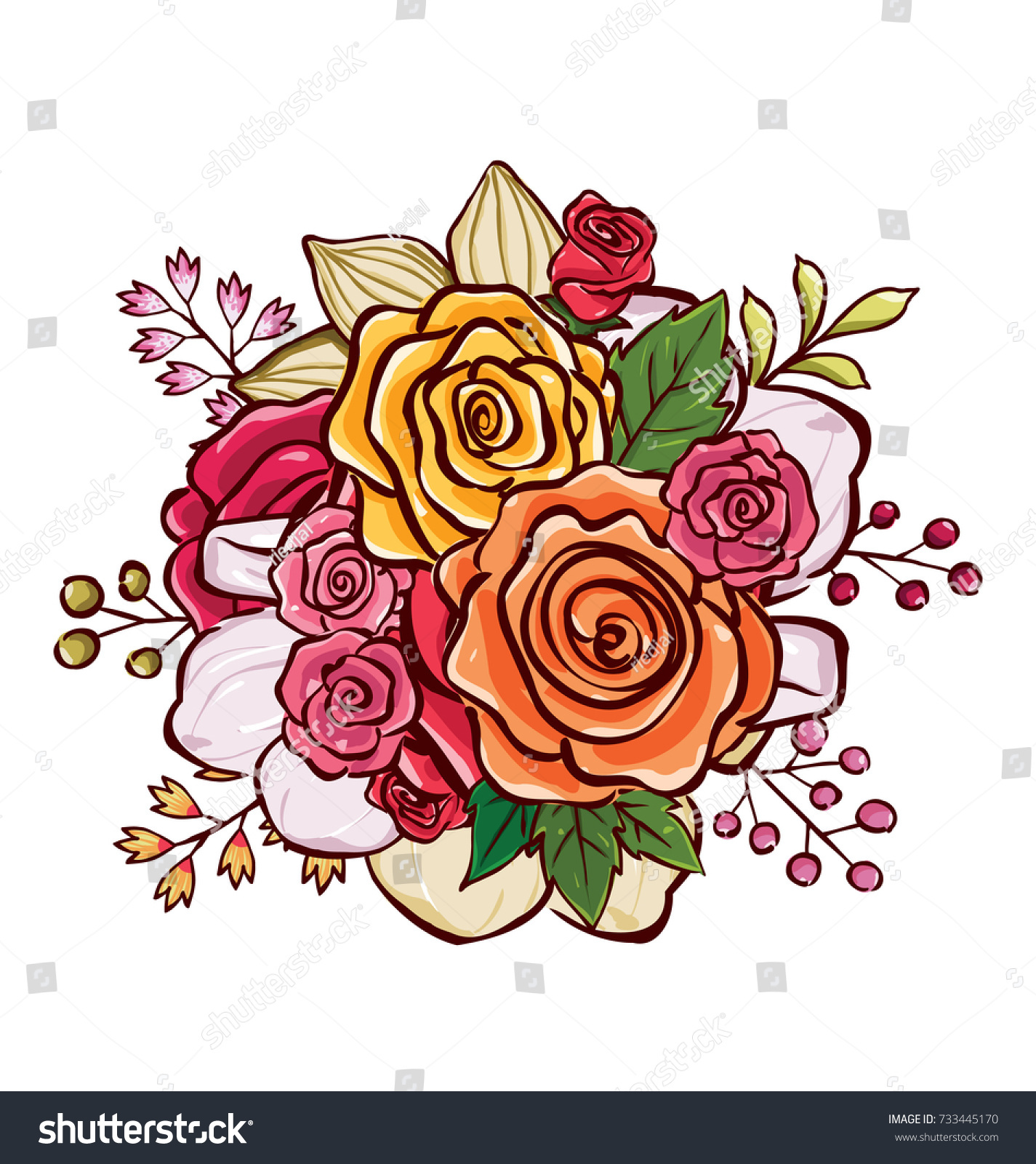 Flower Bouquet Vector Illustration Stock Vector (Royalty Free ...