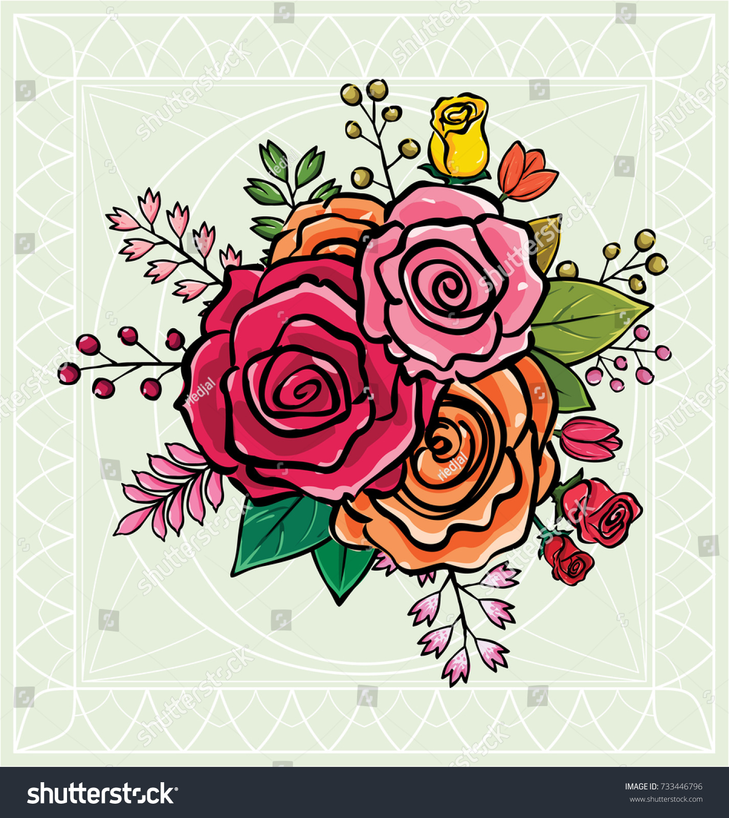 Flower Bouquet Vector Illustration Stock Vector (Royalty Free ...