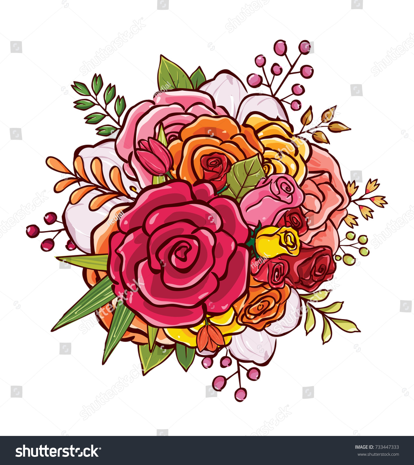 Flower Bouquet Vector Illustration Stock Vector (Royalty Free ...