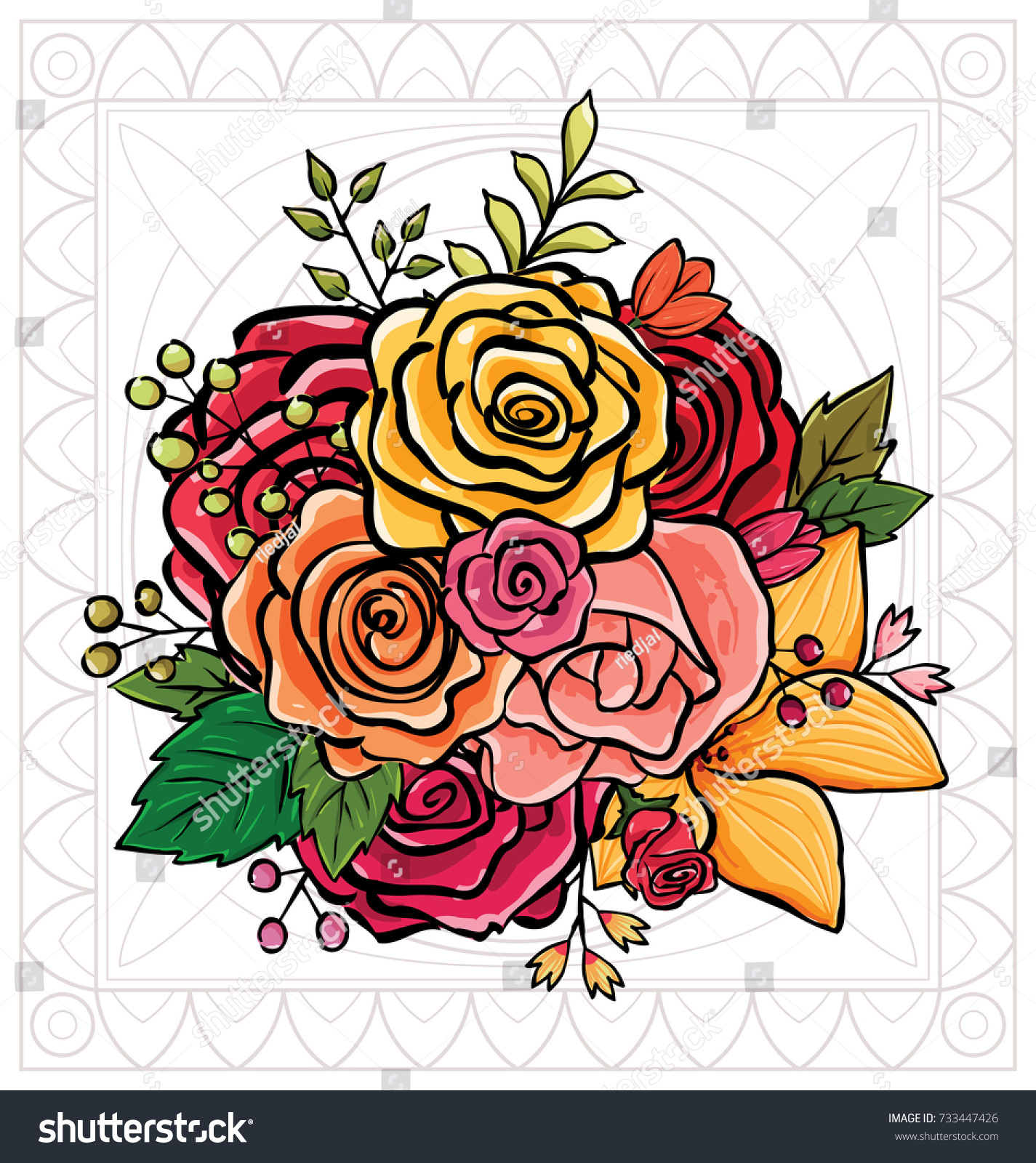 Flower Bouquet Vector Illustration Stock Vector (Royalty Free ...