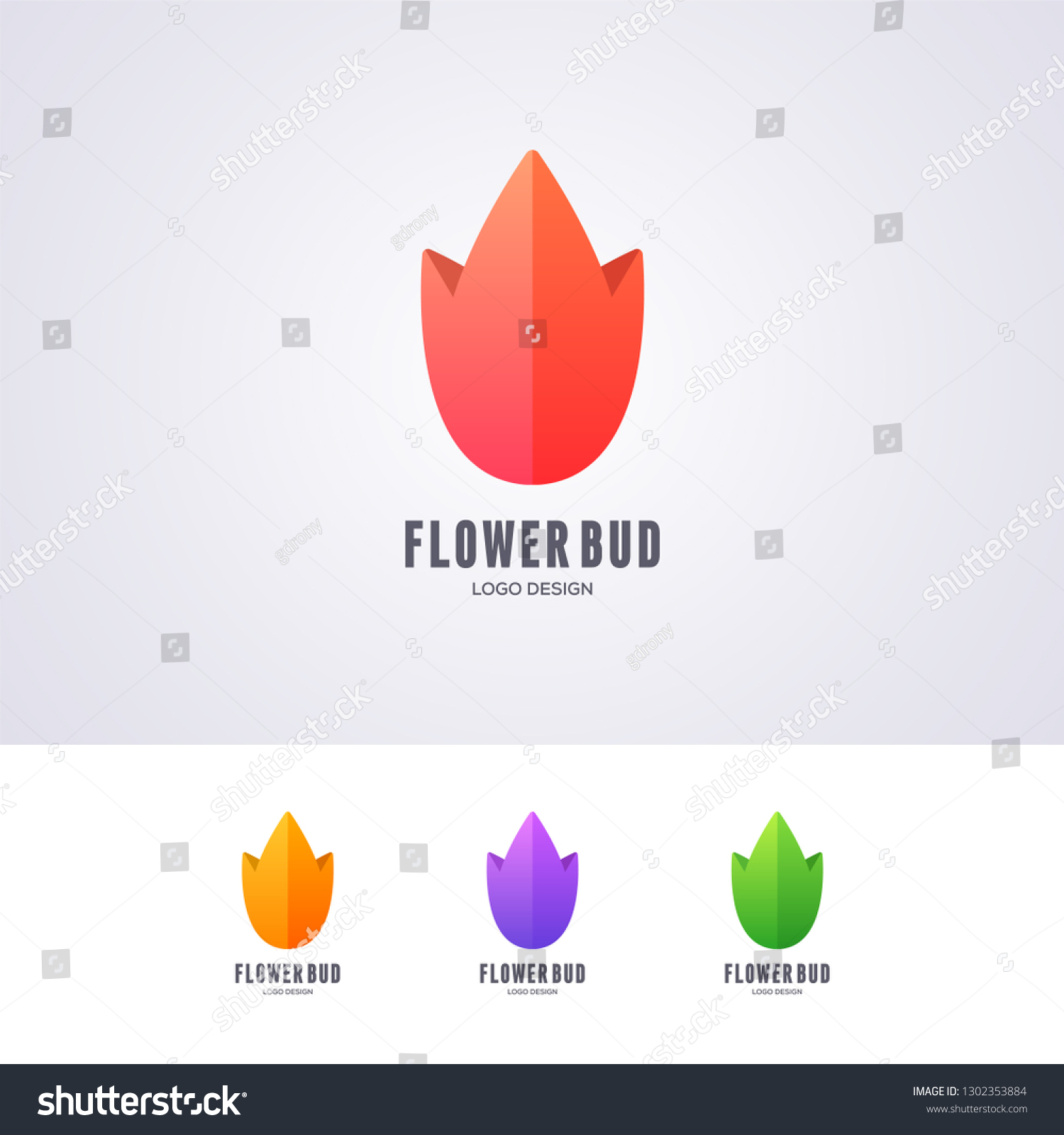 Flower Bud Logo Design Stock Vector (Royalty Free) 1302353884 ...