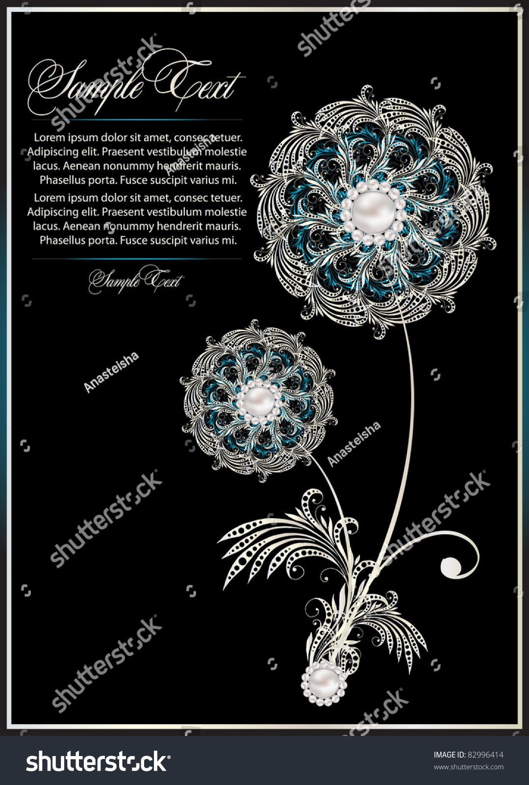 Flower Card Design: vector de stock (libre de regalías) 82996414 ...
