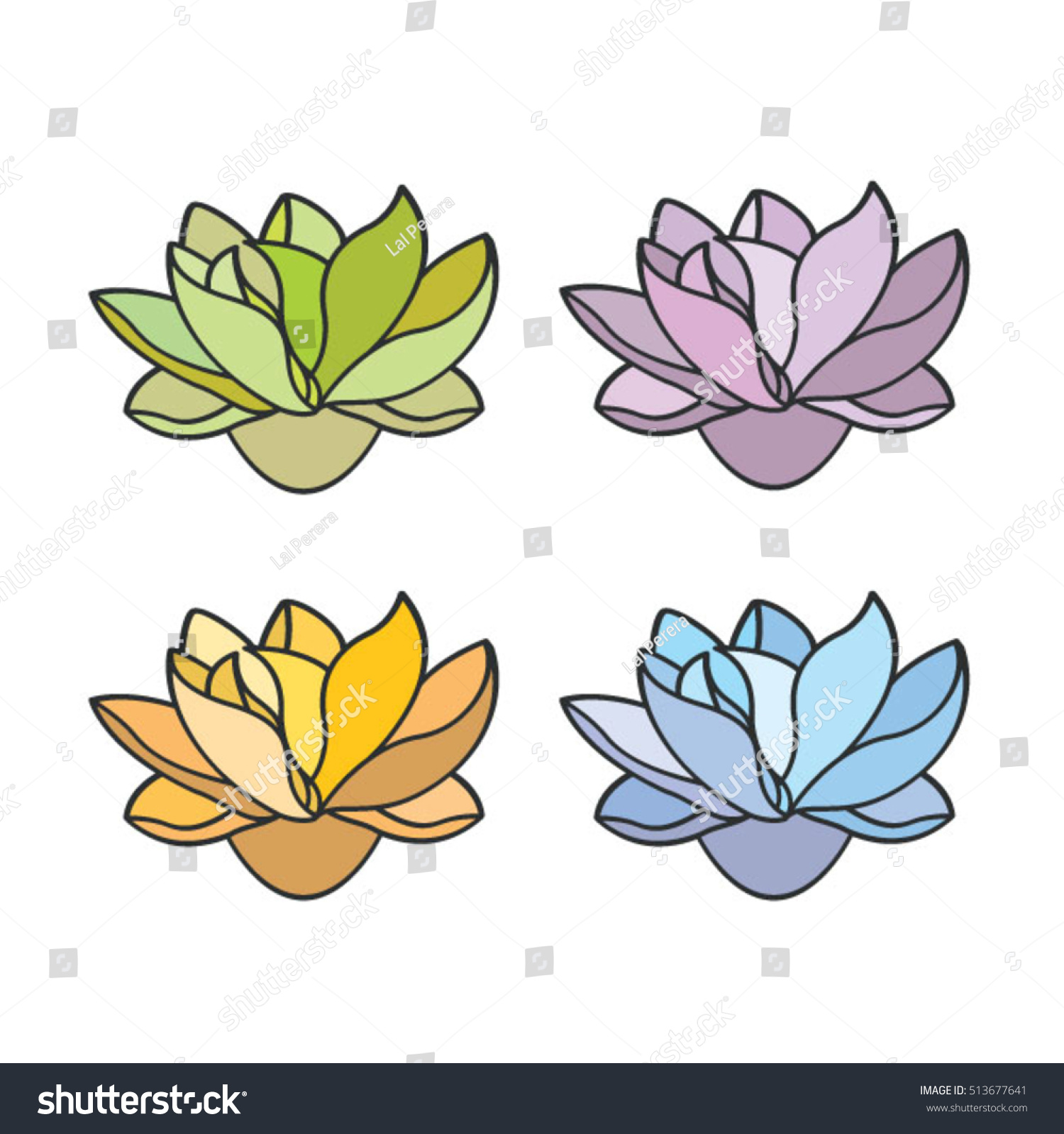 Flower Color Variationsvector Drawing Stock Vector (Royalty Free ...