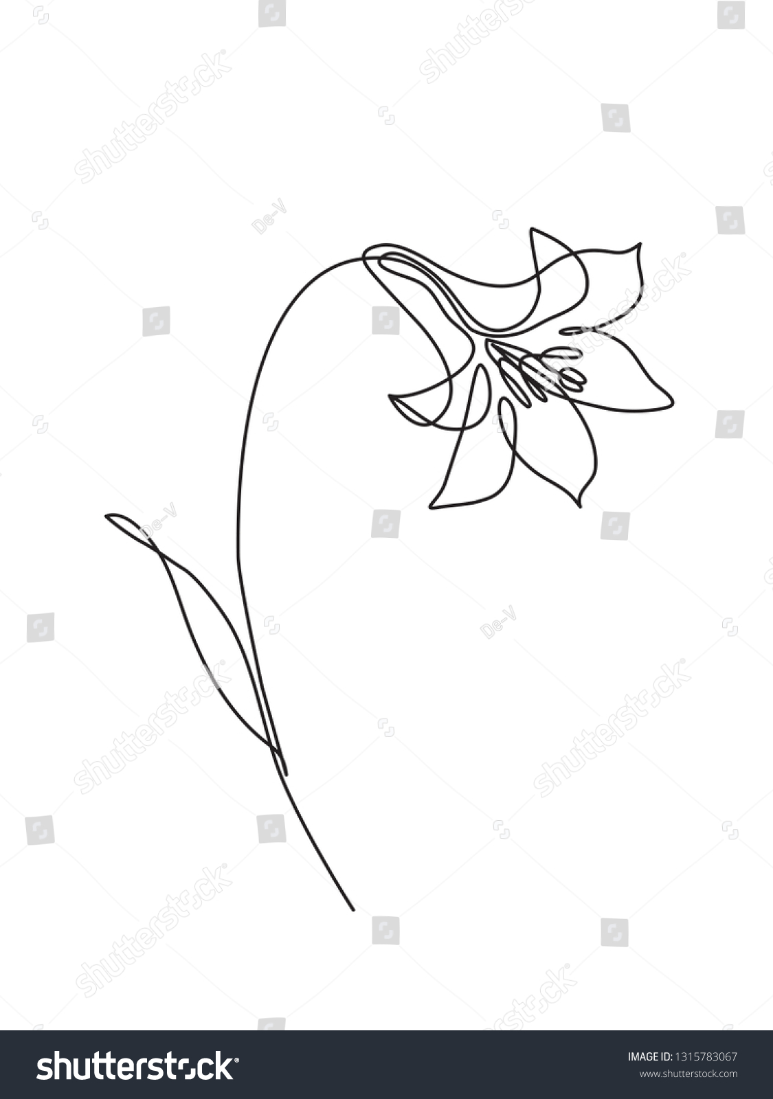 Flower Continuous Line Drawing Stock Vector (Royalty Free) 1315783067