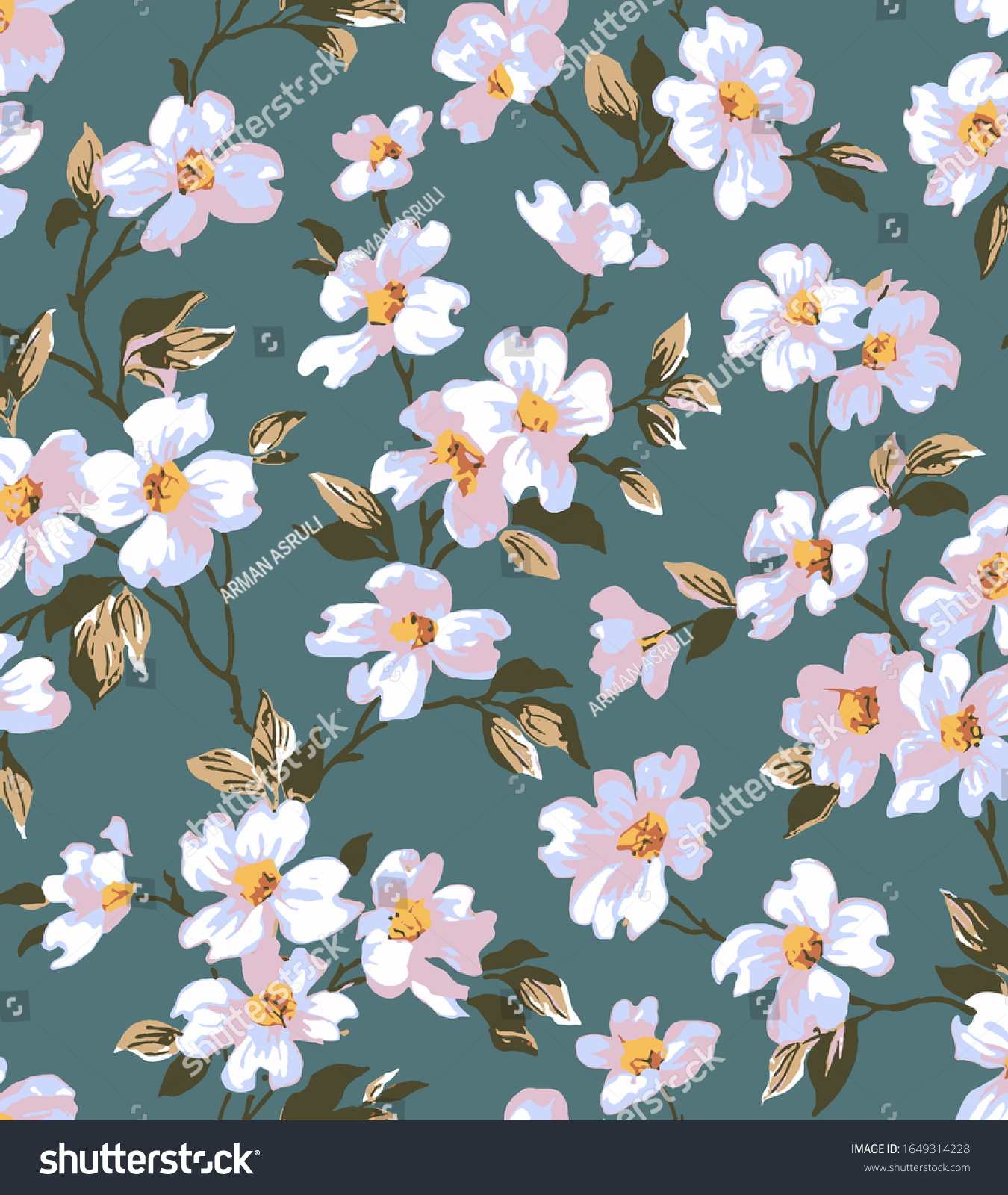 Flower Design Textile Vector Illustrations Stock Vector (Royalty Free ...
