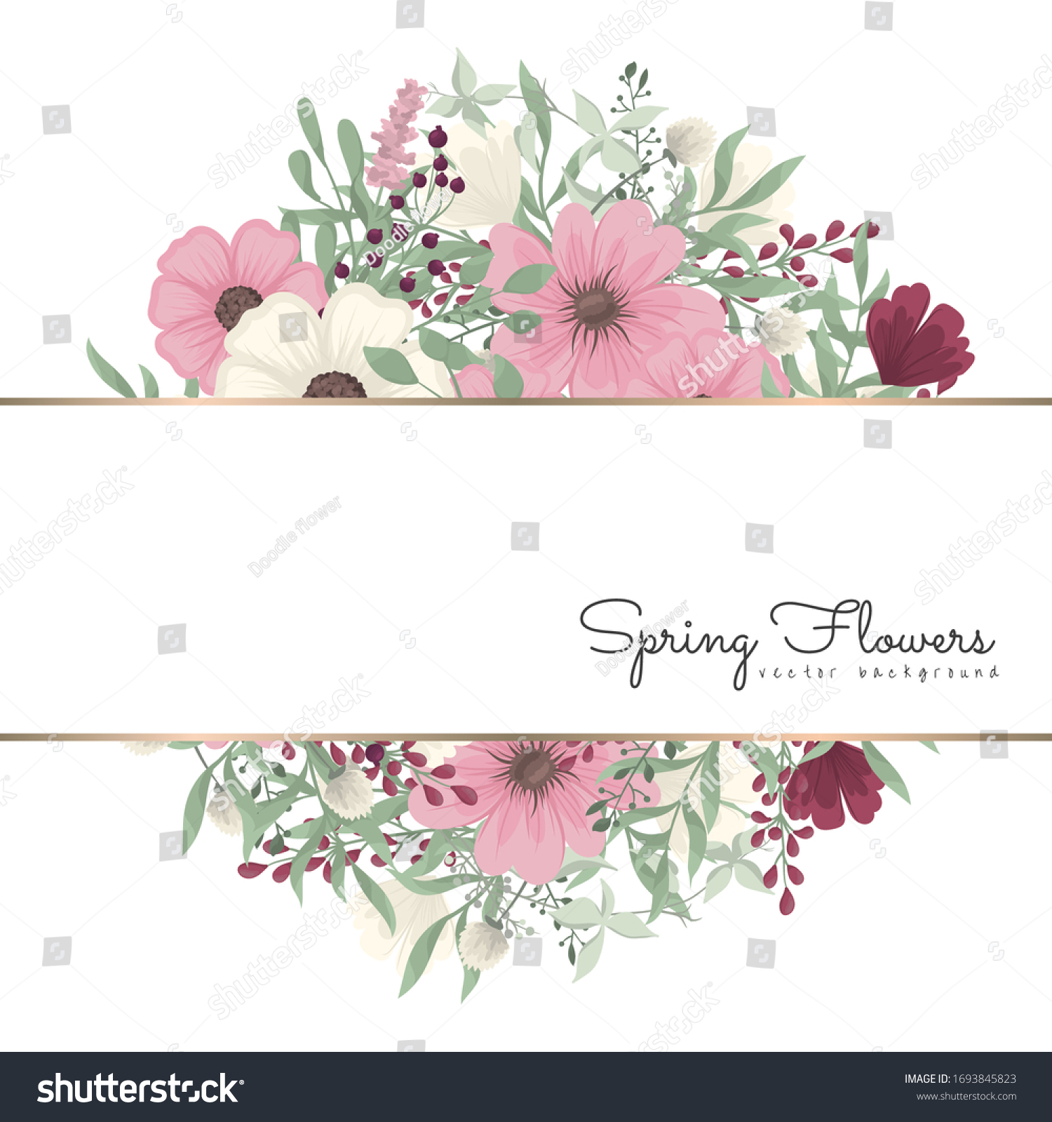Flower Designs Border Spring Flowers Stock Vector (Royalty Free ...