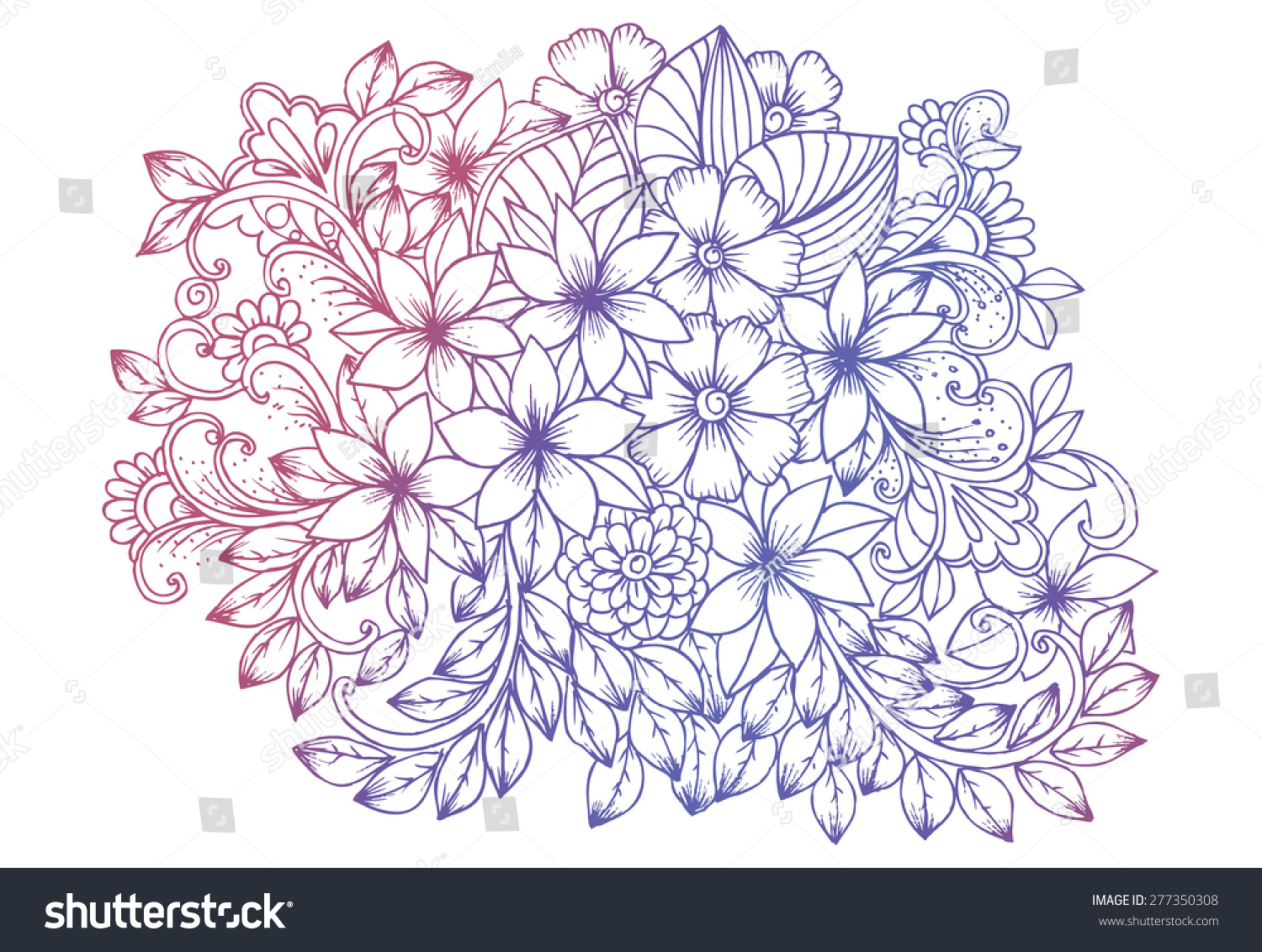 「花の落書き。花柄のデザインエレメント」のベクター画像素材（ロイヤリティフリー） 277350308 | Shutterstock