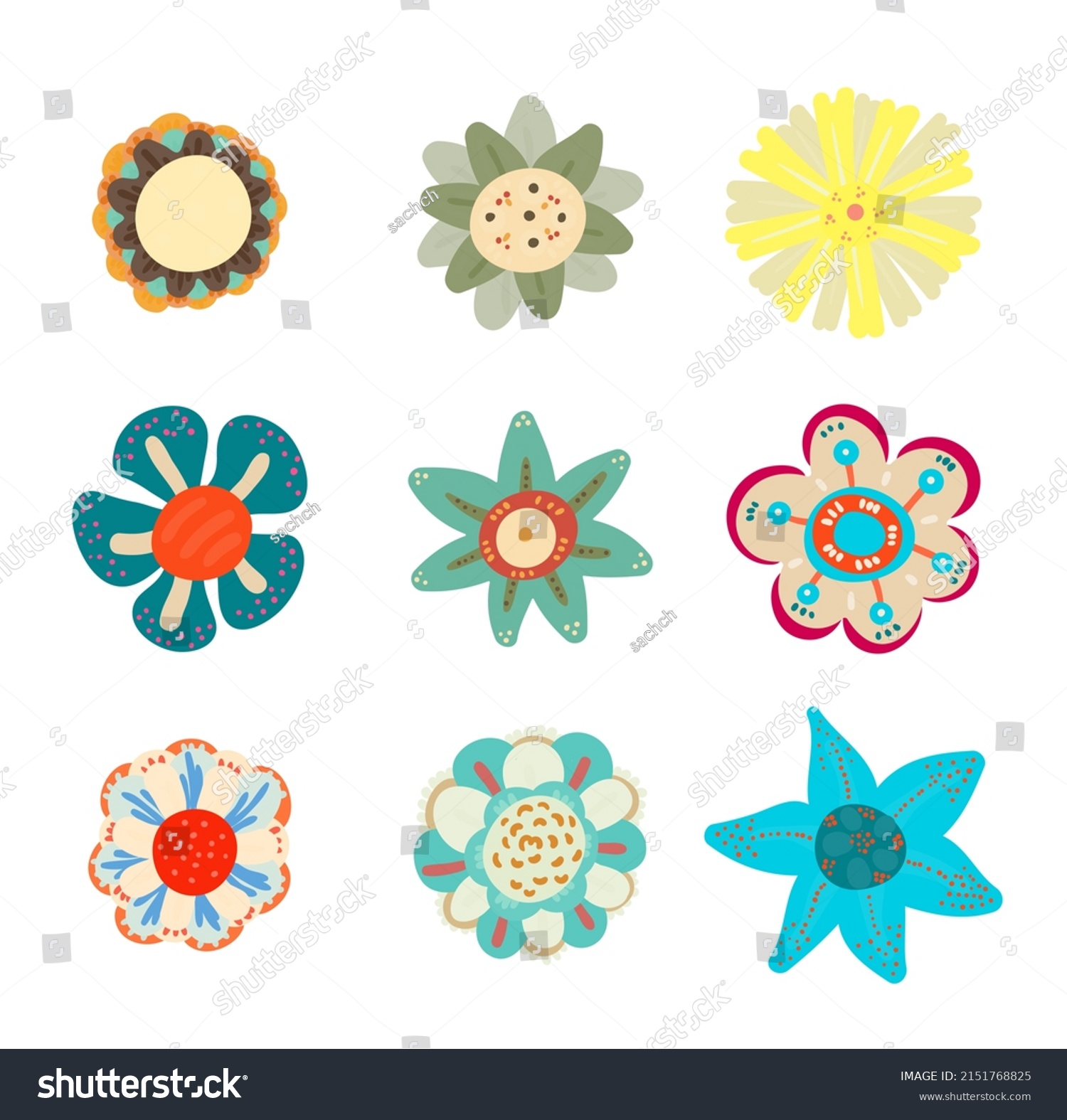 Flower Flat Vector Illustration Set Stock Vector (Royalty Free ...