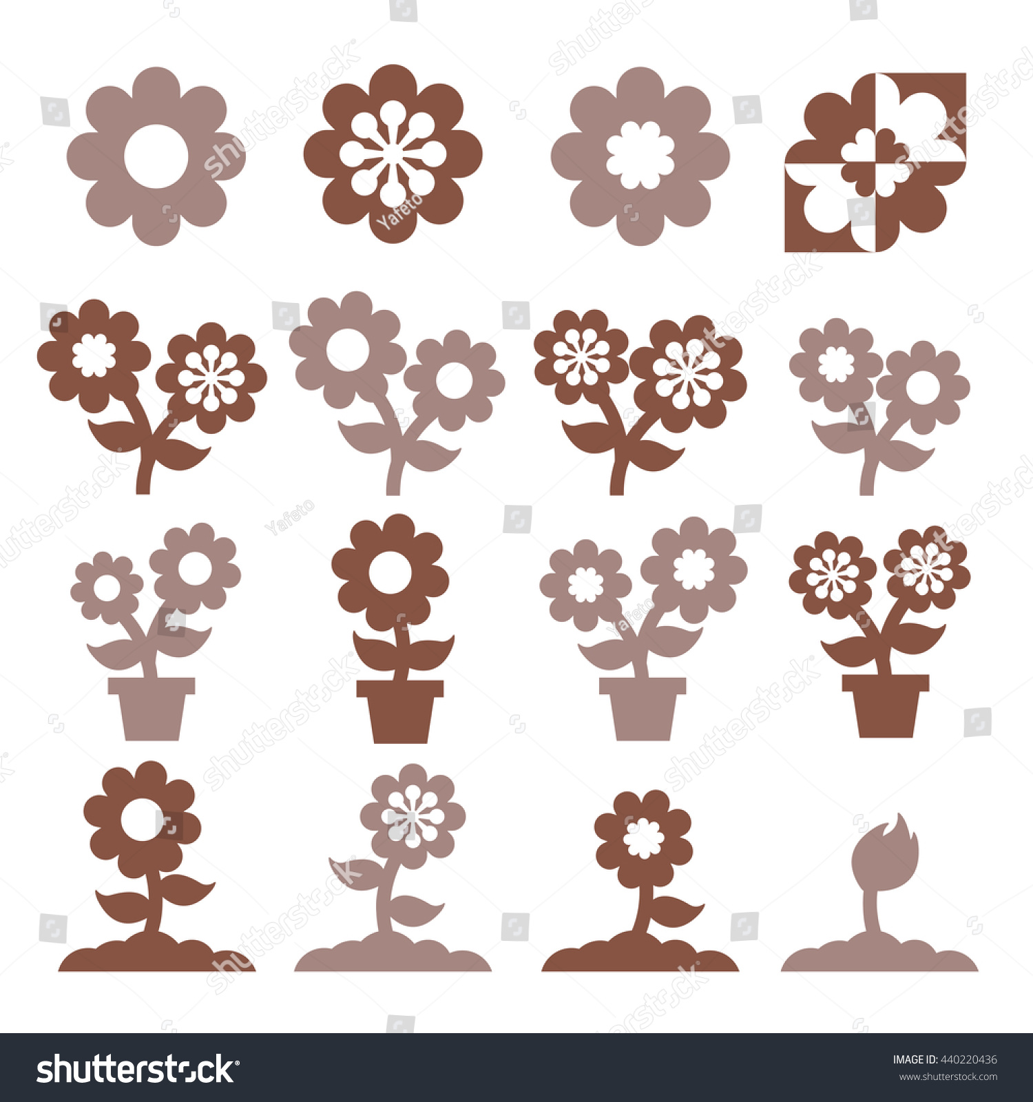 Flower Flora Icon Set Stock Vector (Royalty Free) 440220436 | Shutterstock