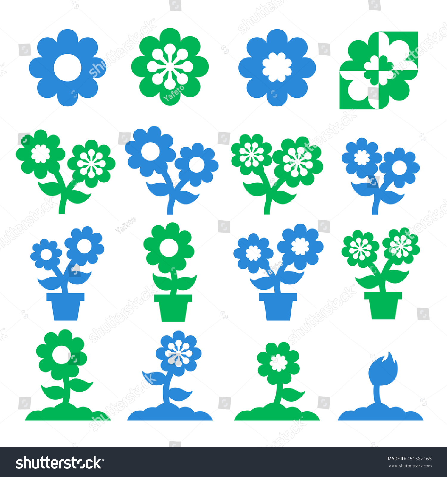 Flower Flora Icon Set Stock Vector (Royalty Free) 451582168 | Shutterstock