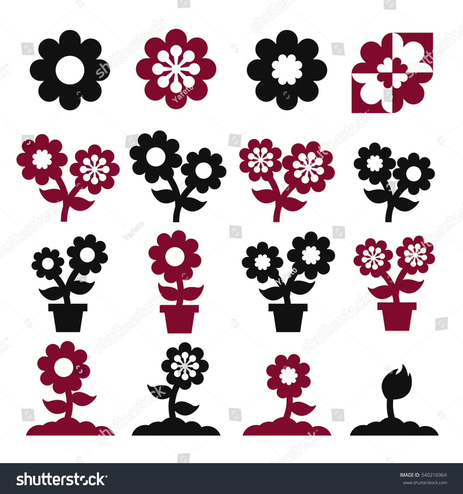 Flower Flora Icon Set Stock Vector (Royalty Free) 540216964