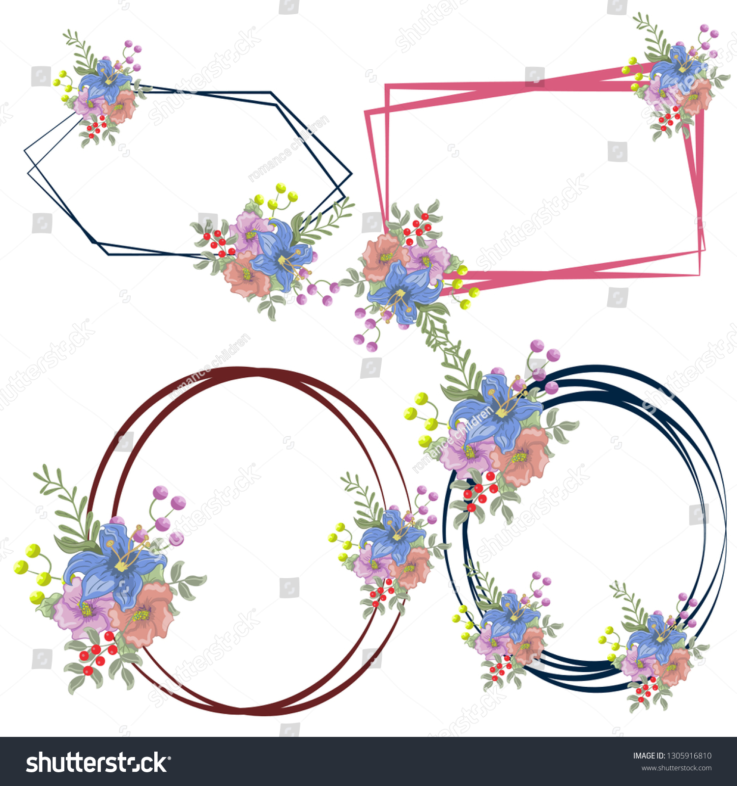 Flower Frame Vector Stock Vector (Royalty Free) 1305916810 | Shutterstock