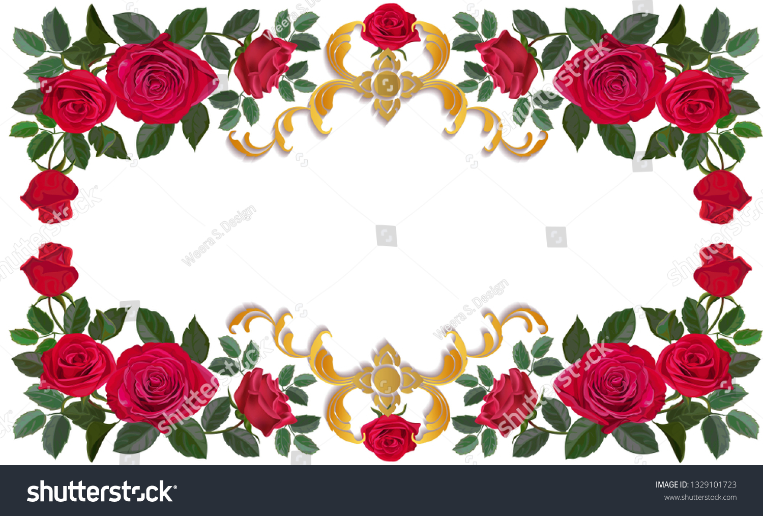 Flower Frame Red Rose Vector Illustration: vector de stock (libre de ...