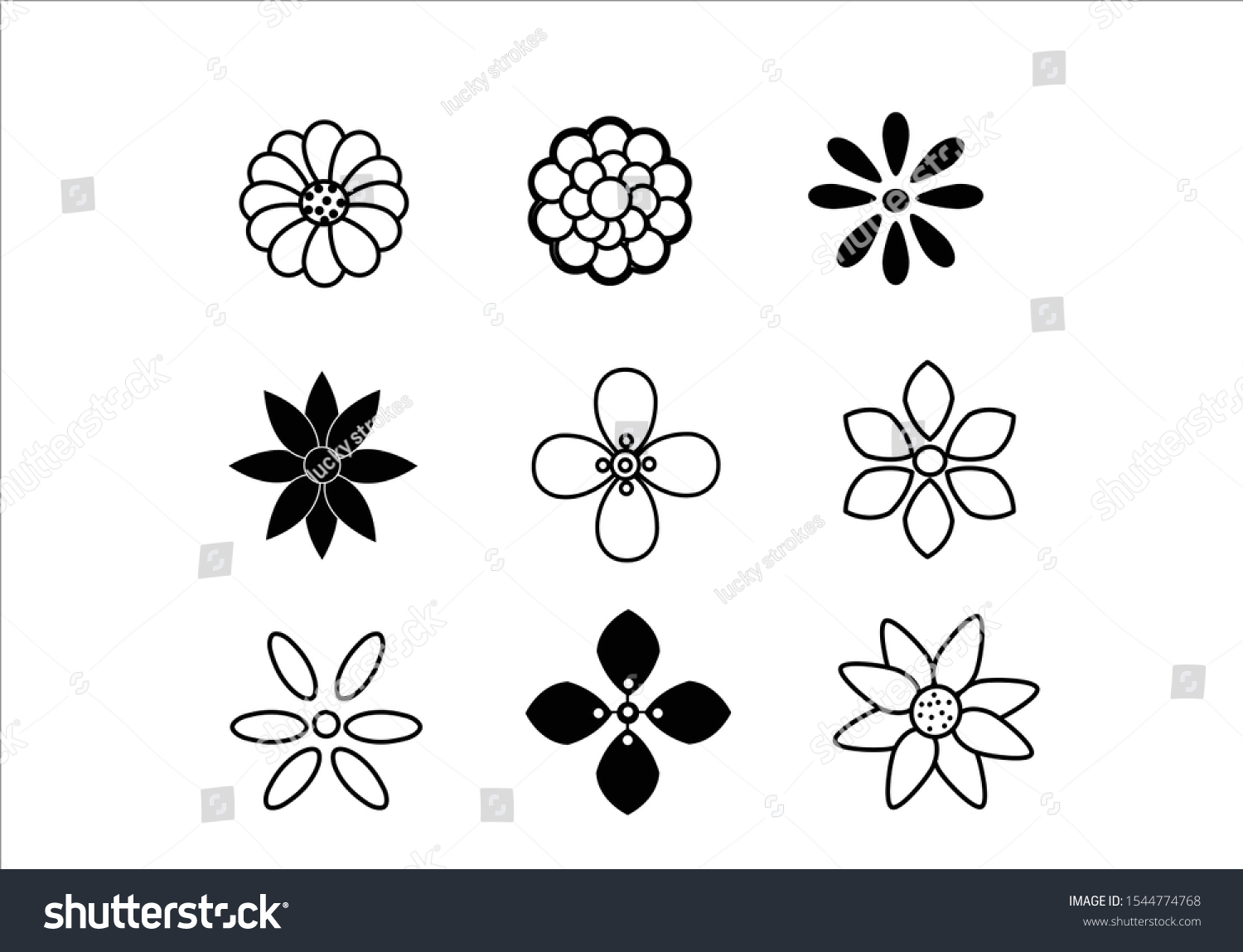 Flower Icon Hand Drawn Vector Stock Vector (Royalty Free) 1544774768