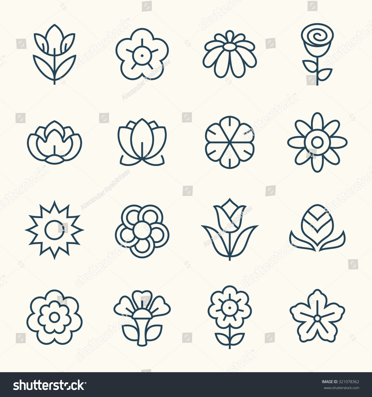 Flower Icon Set Stock Vector (Royalty Free) 321078362 | Shutterstock