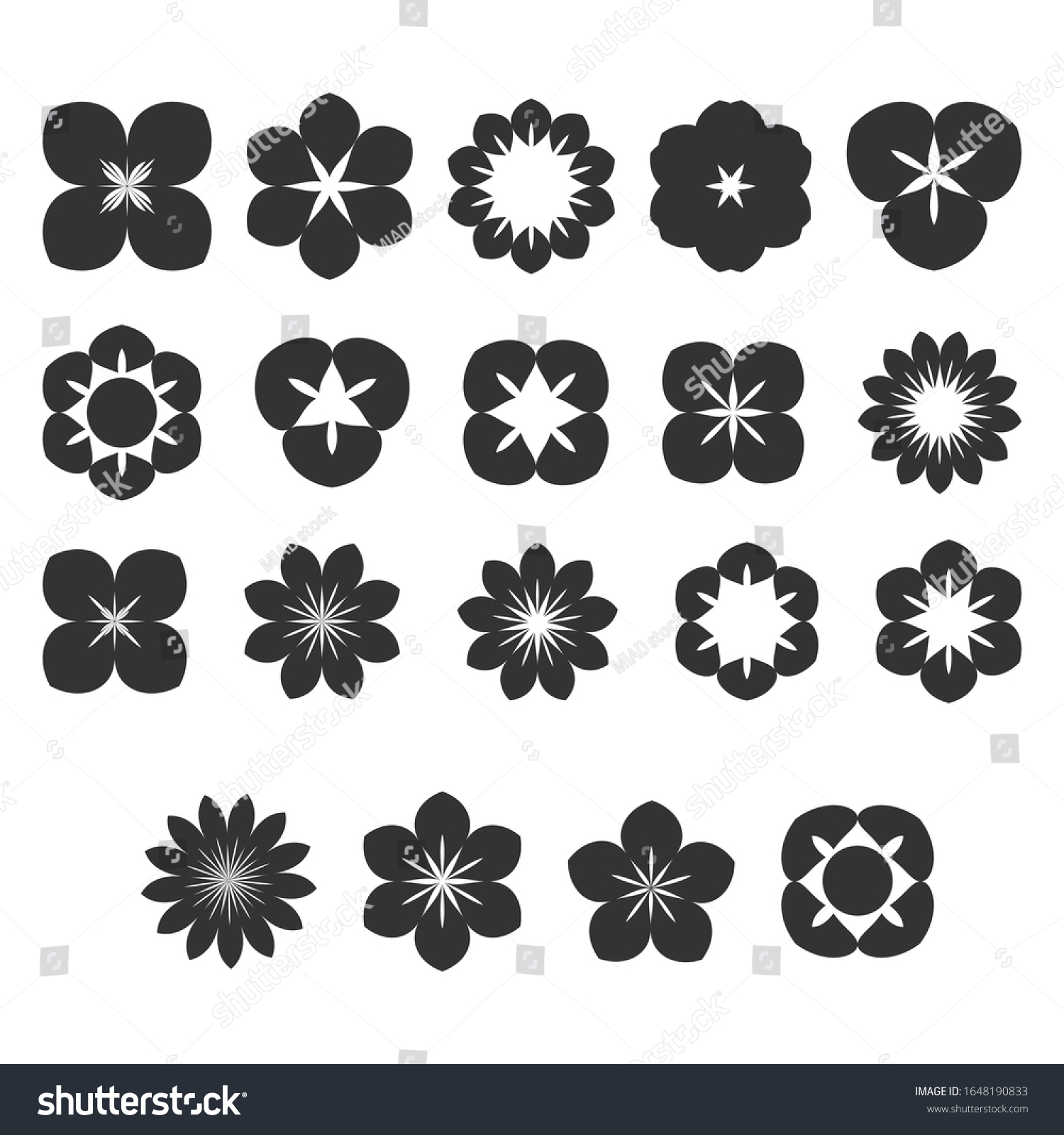 Flower Icon Set Vector Black White: Vector có sẵn (miễn phí bản quyền ...