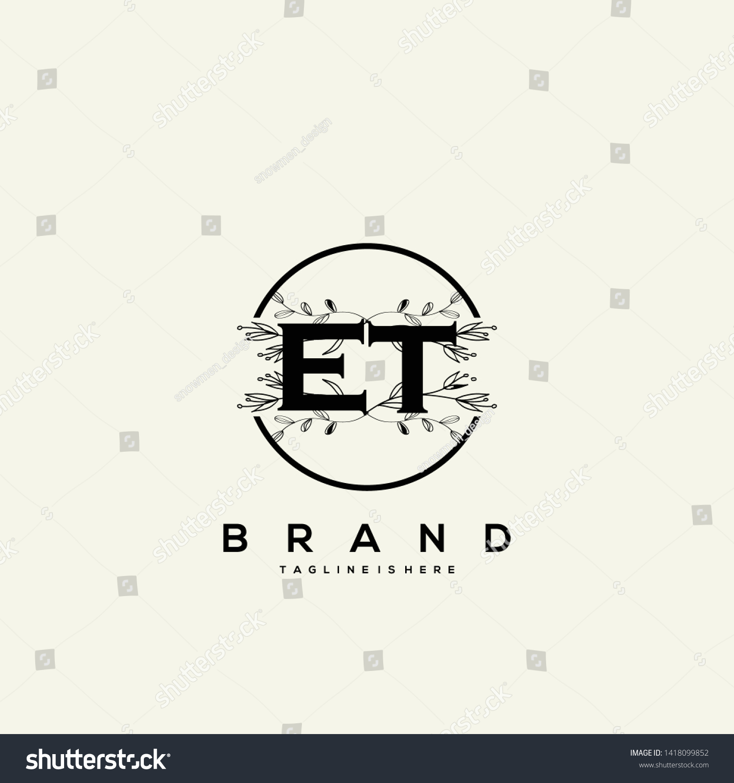 Flower Initial Letter Et Logo Design Stock Vector (Royalty Free ...