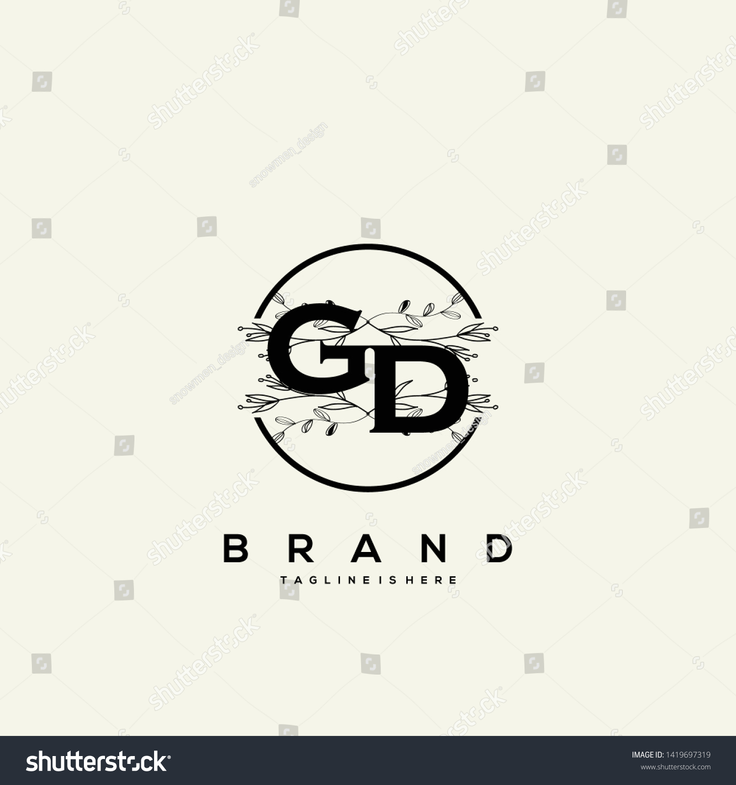 Flower Initial Letter Gd Logo Design Stock Vector (Royalty Free) 1419697319
