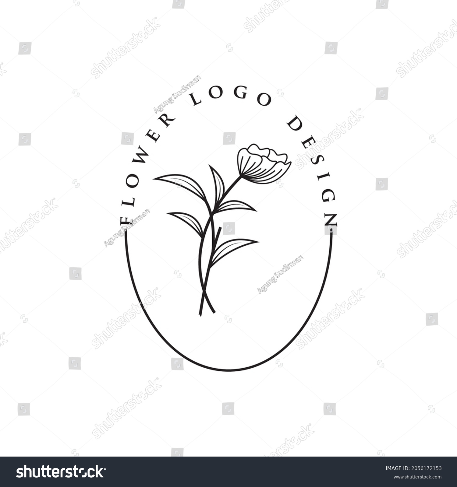 Flower Line Art Logo Vector Template Stock Vector (Royalty Free ...