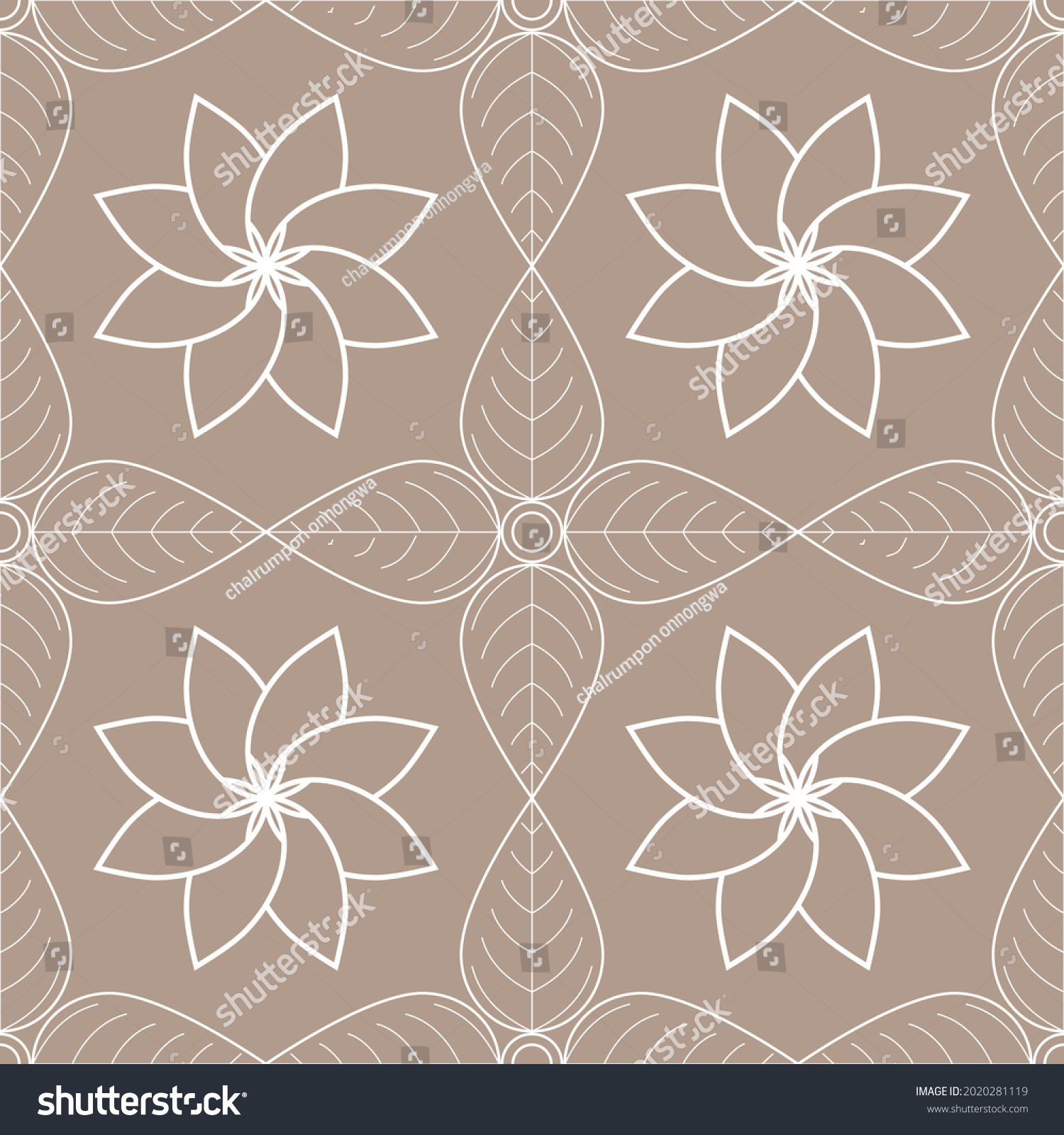 Flower Line Pattern Seamless Fabric Background Stock Vector (Royalty ...