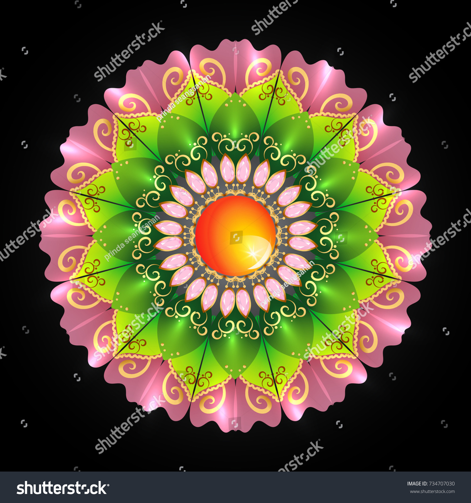 Flower Mandala Vector Design Stock Vector (Royalty Free) 734707030 ...