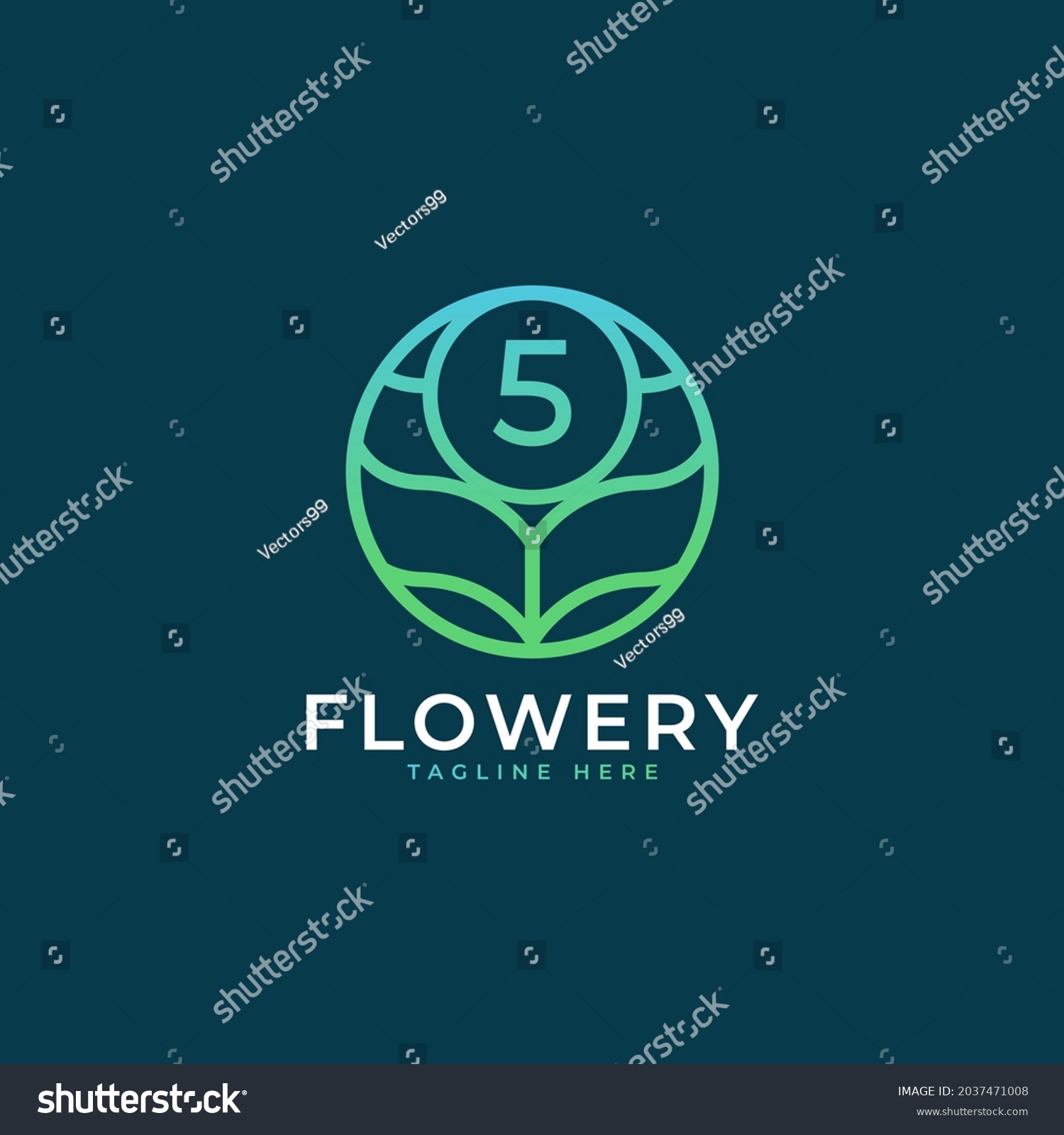 Flower Number 5 Logo Design Template Stock Vector (Royalty Free ...