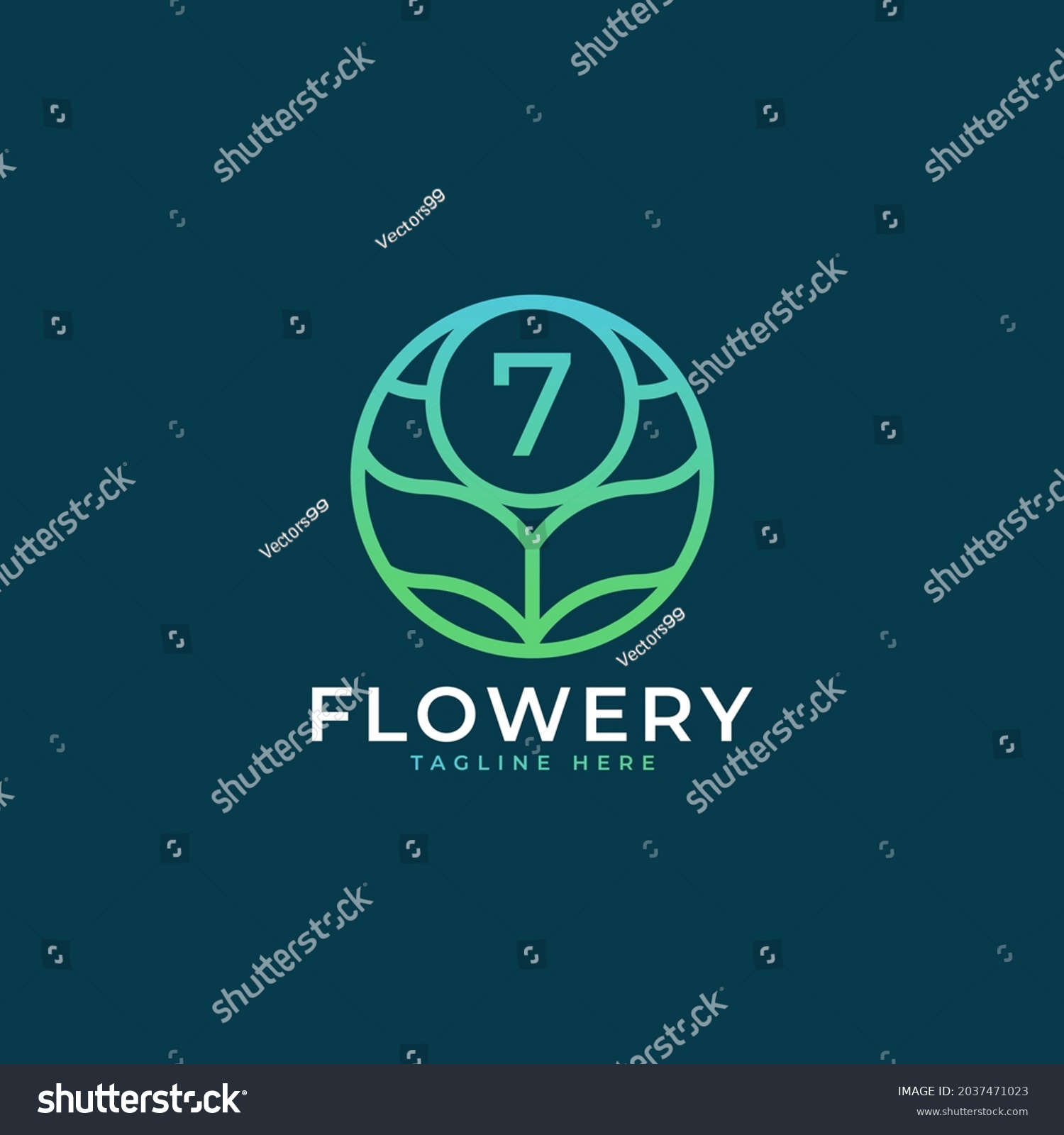 Flower Number 7 Logo Design Template Stock Vector (Royalty Free ...