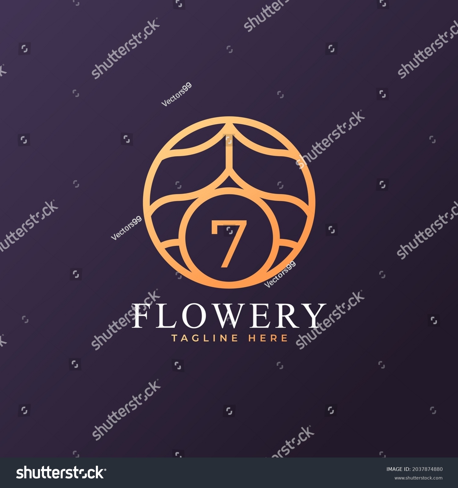 Flower Number 7 Logo Design Template Stock Vector (Royalty Free ...