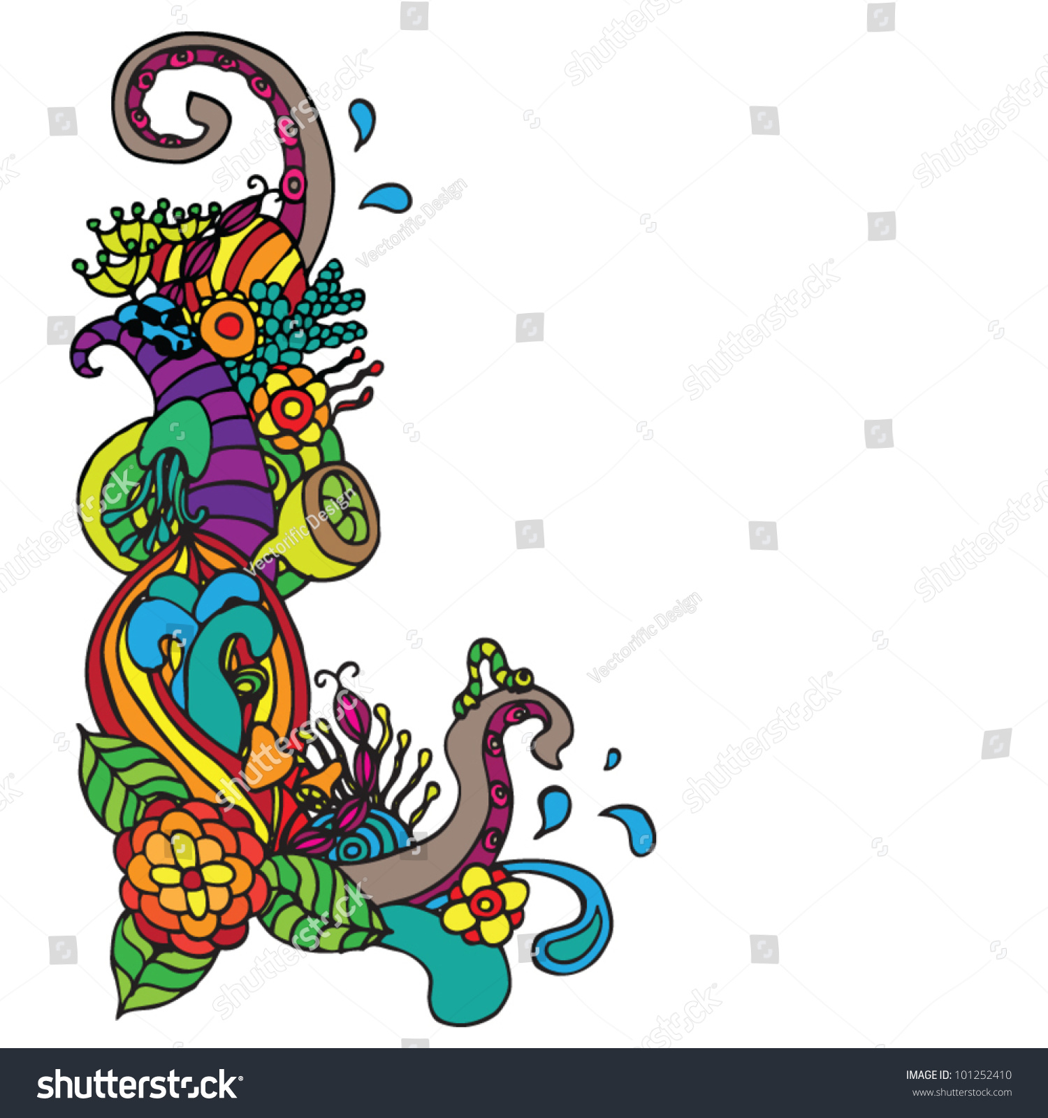 Flower Ornament Doodle Corner Vector Stock Vector (Royalty Free ...