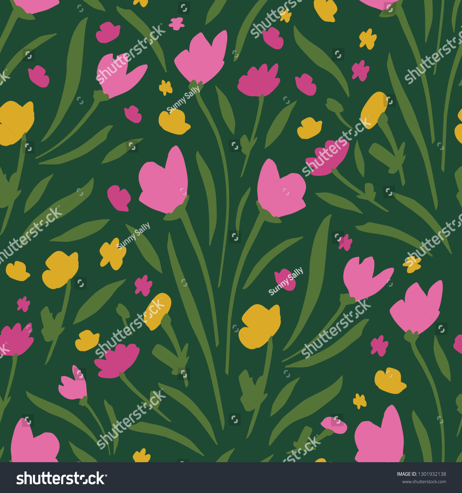 Flower Pattern Endless Background Seamless Stock Vector (Royalty Free ...