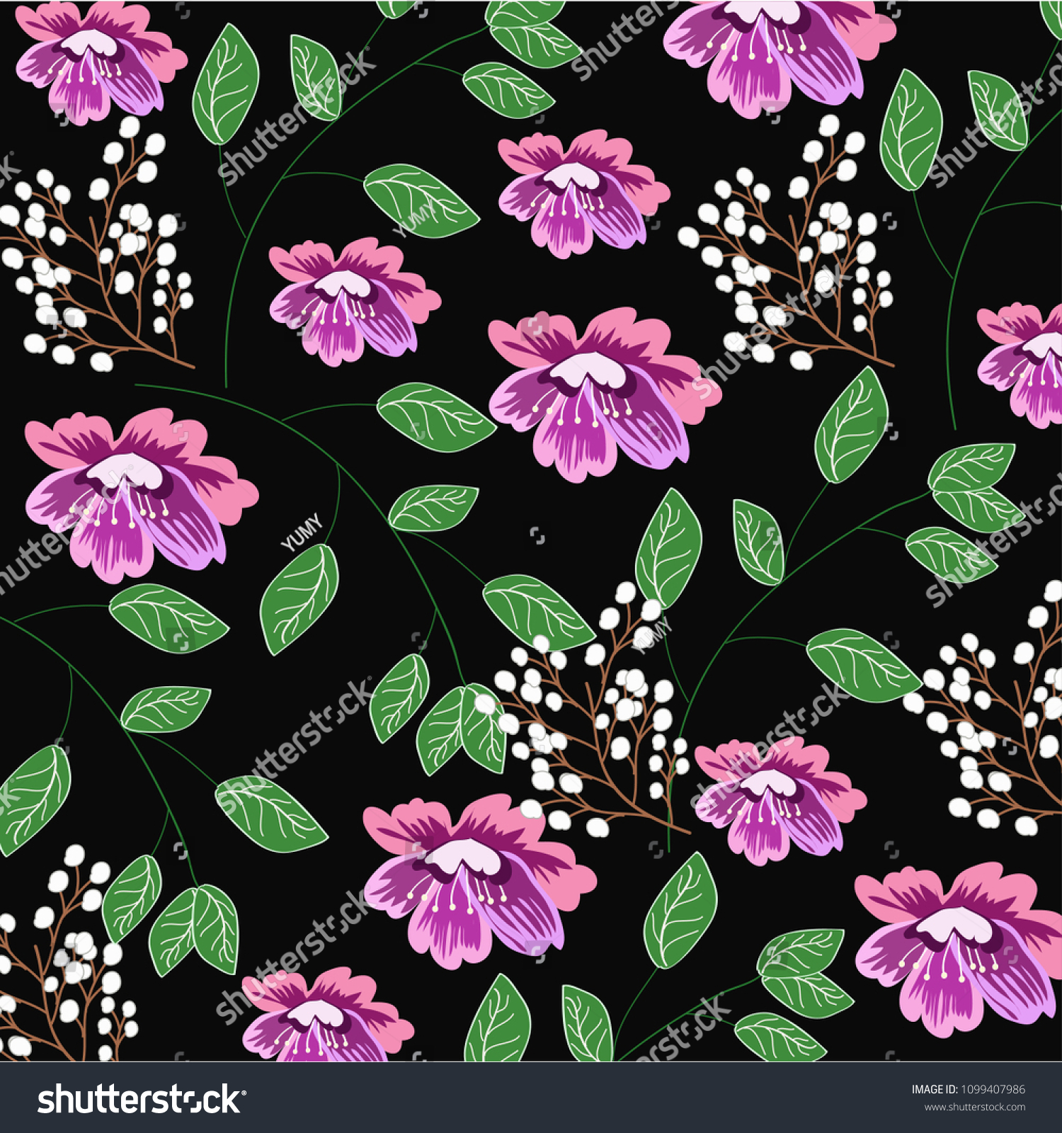 Flower Pattern Leaf Nature Stock Vector (Royalty Free) 1099407986 ...