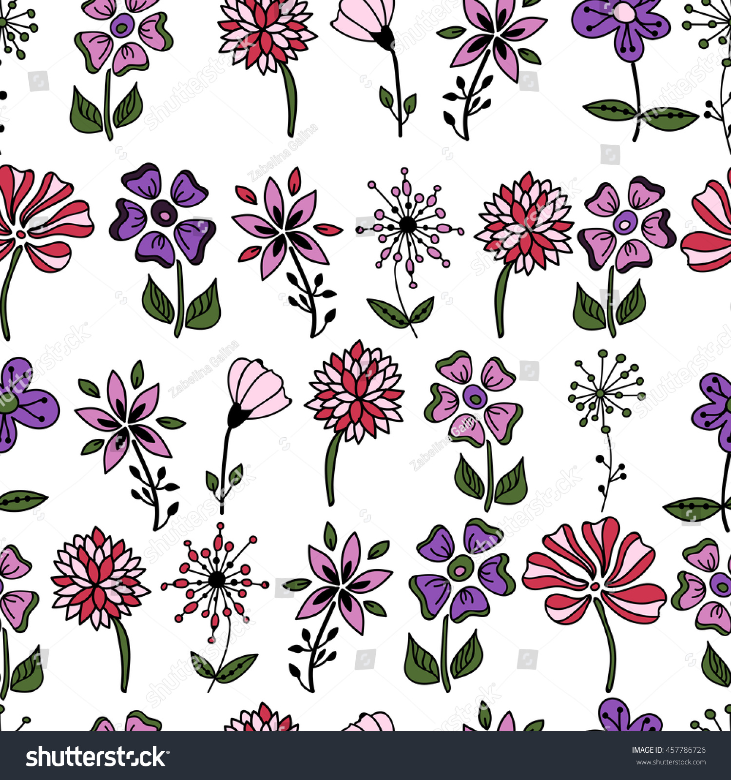 Flower Plant Nature Stem Seamless Pattern Stock Vector (Royalty Free ...