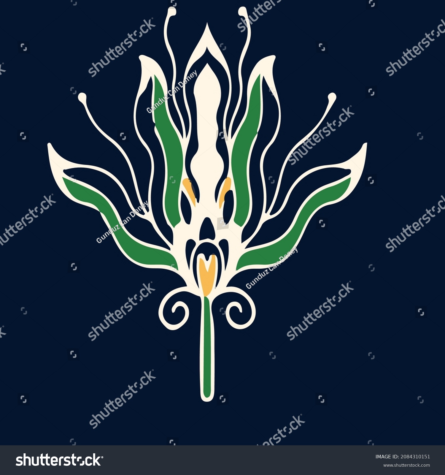 Flower Sembol Vector Drawing Illustration Stock Vector (Royalty Free ...