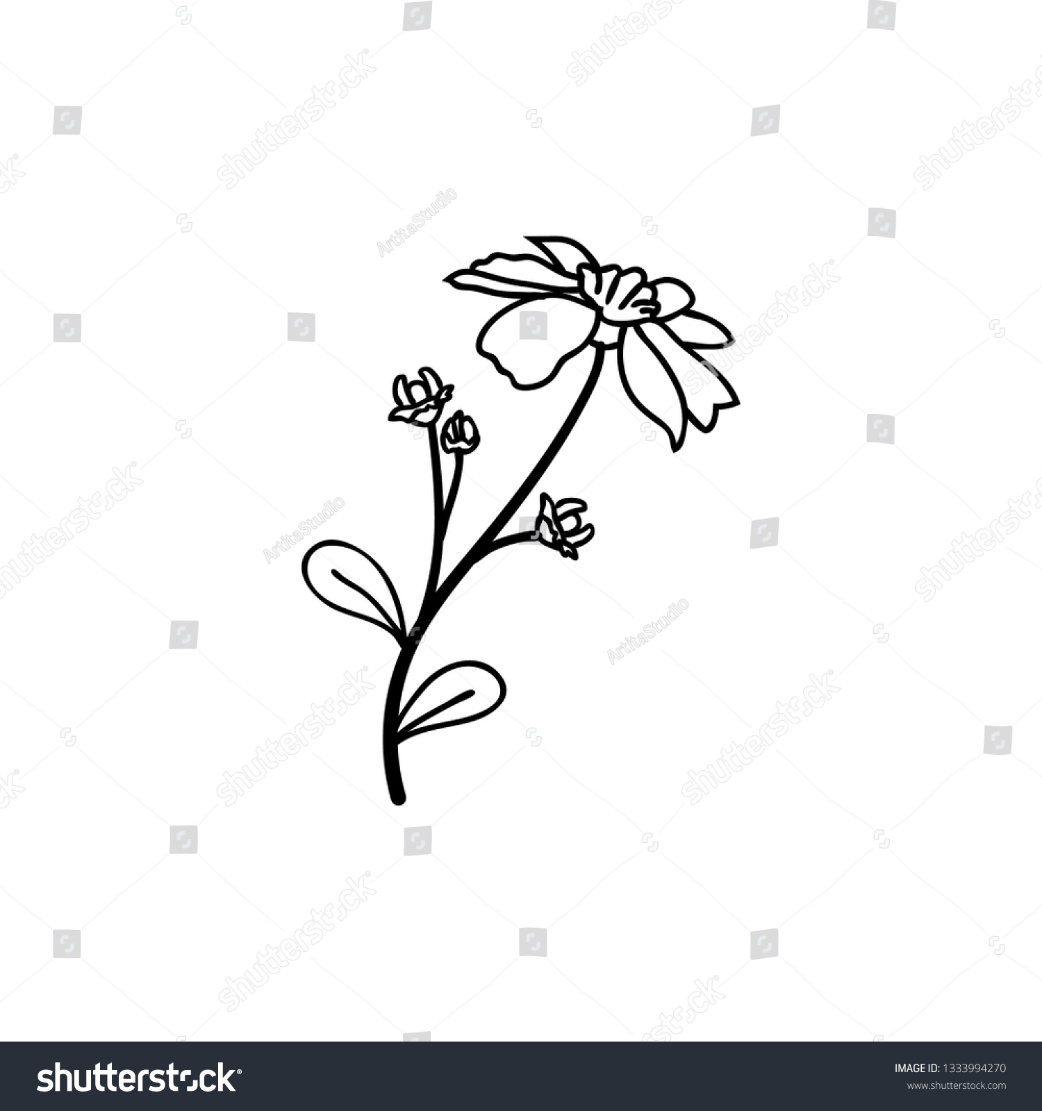 Flower Skecth Vector Vector Stock Vector (Royalty Free) 1333994270 ...