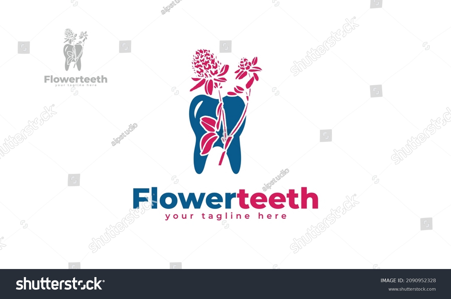 Flower Tooth Logo Design Vector Stock Vector (Royalty Free) 2090952328 ...